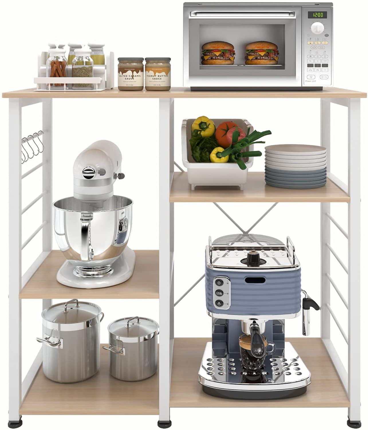 Microwave Cart Stand 35.4 inches, Kitchen Baker's Rack Utility Storage Shelf Stand 3-Tierx3-Tier ...