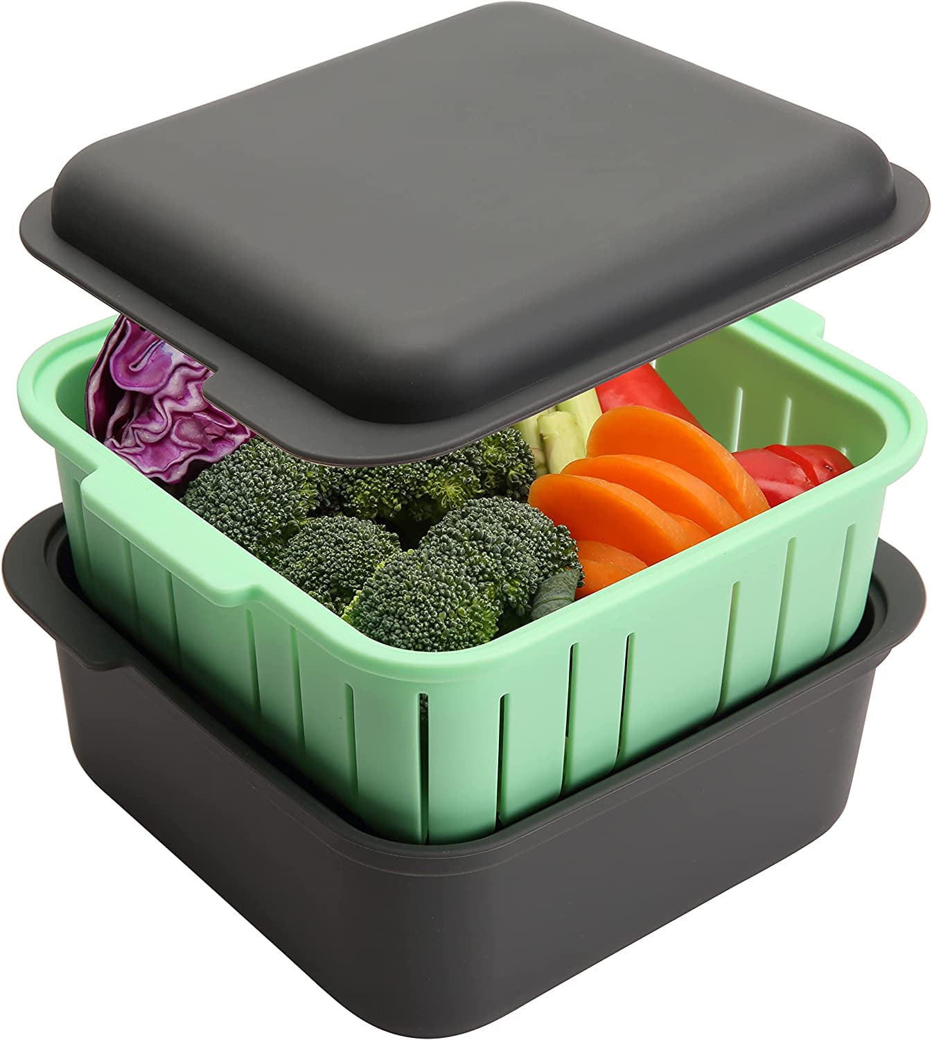 "EuChoiz Microwave Steamer Bowl with Lid, Silicone, Collapsible, 1.35L ...