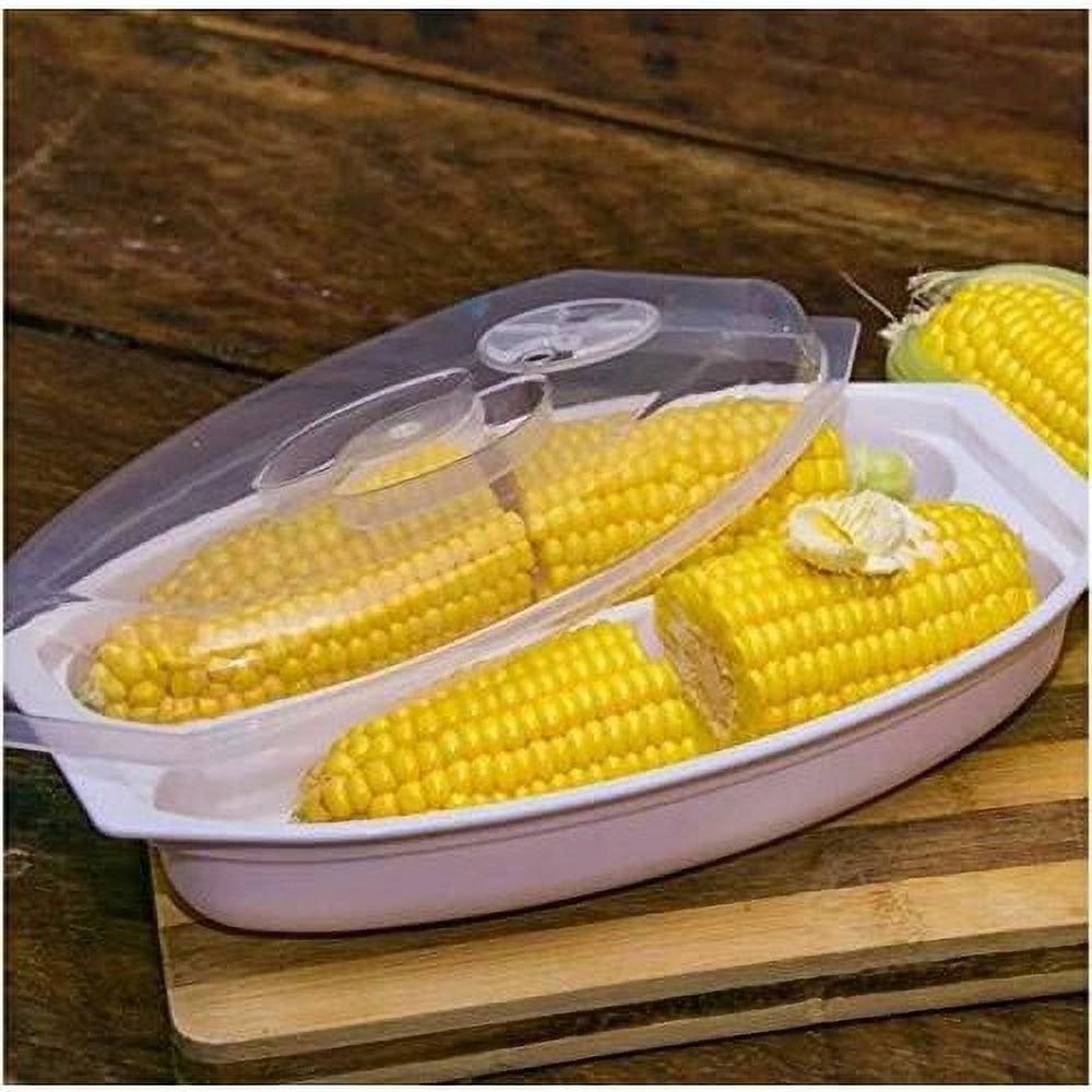 Microwave Corn Steamer Vented Lid BPA Dishwasher Safe Corn On The Cob ...