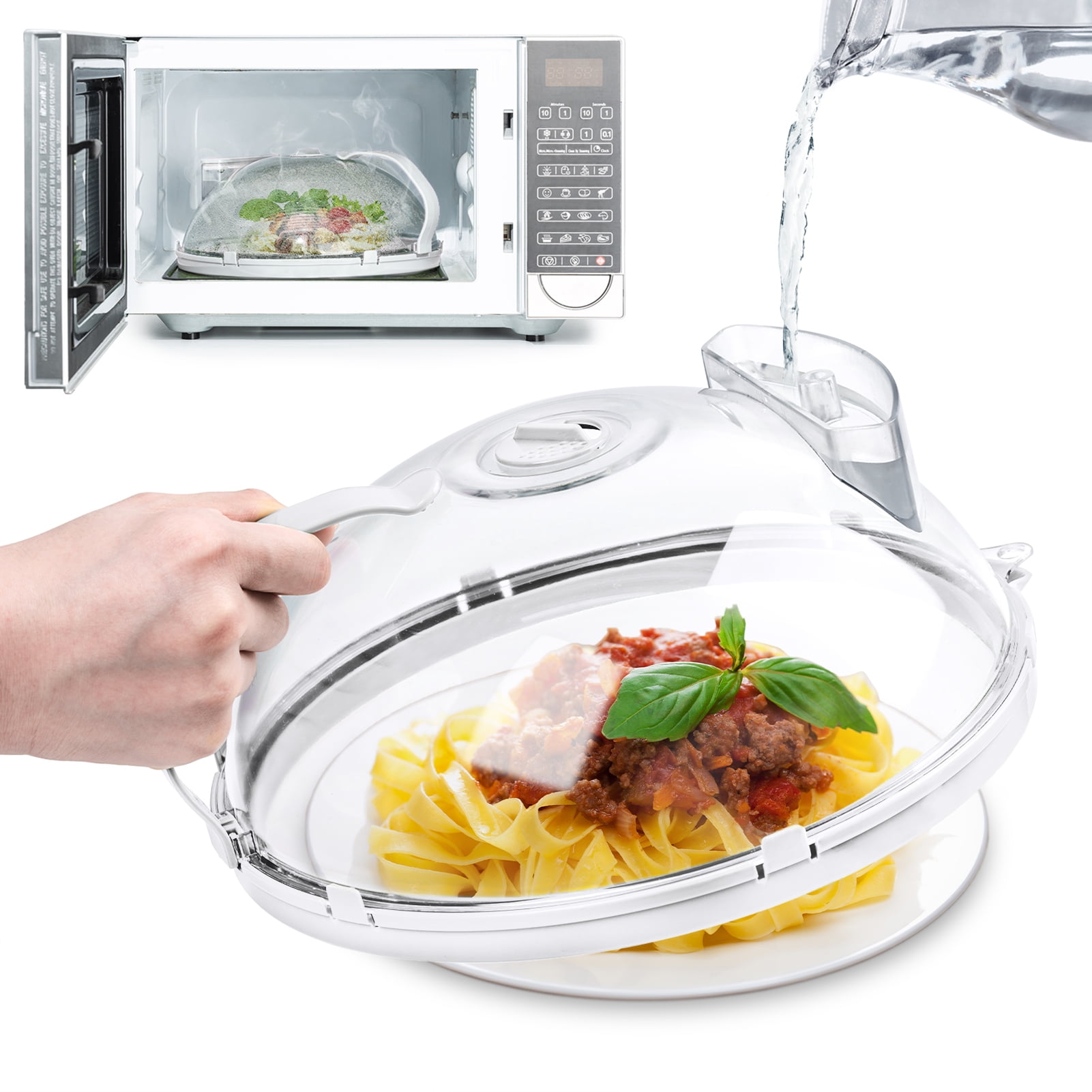 Microwave Cover for Food, Clear Microwave Splatter Cover with Water ...