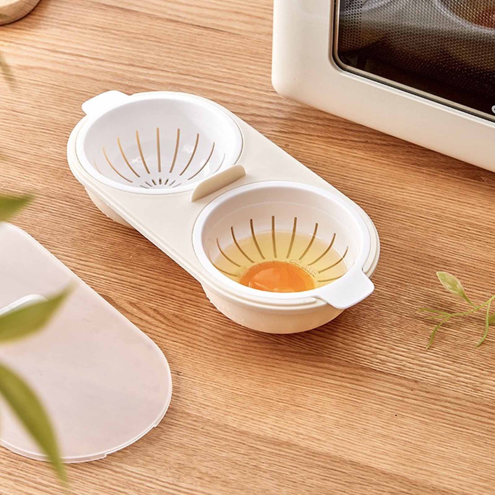 Microwave Egg Poacher, Egg Cooker Microwavable 2 Cavity Eggs Poacher ...