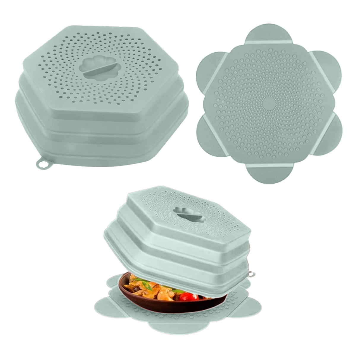 Microwave Food Cover & Mat, 2 in 1 - Silicone Vented Collapsible Medium ...