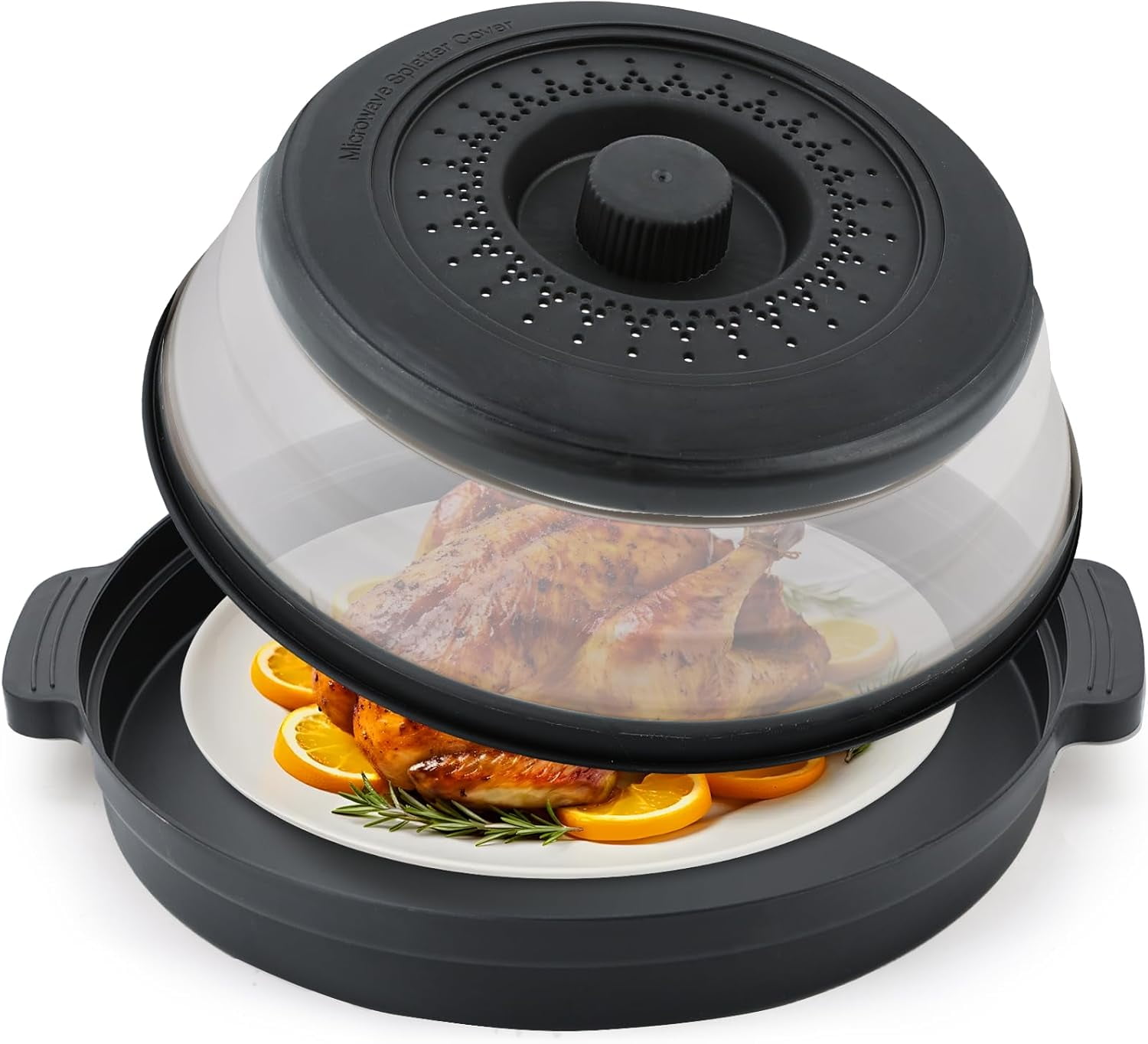 Microwave Food Splatter Cover & Base Mat,10.5 Inch Large Plastic ...