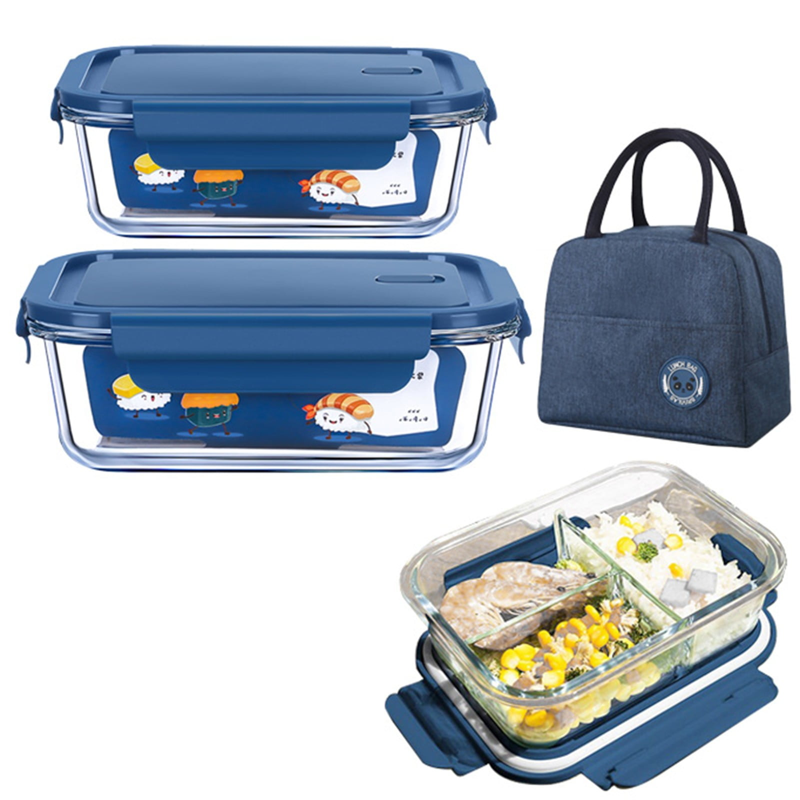 Microwave High Borosilicate Glass Lunch Box Student Lunchbox 3 ...