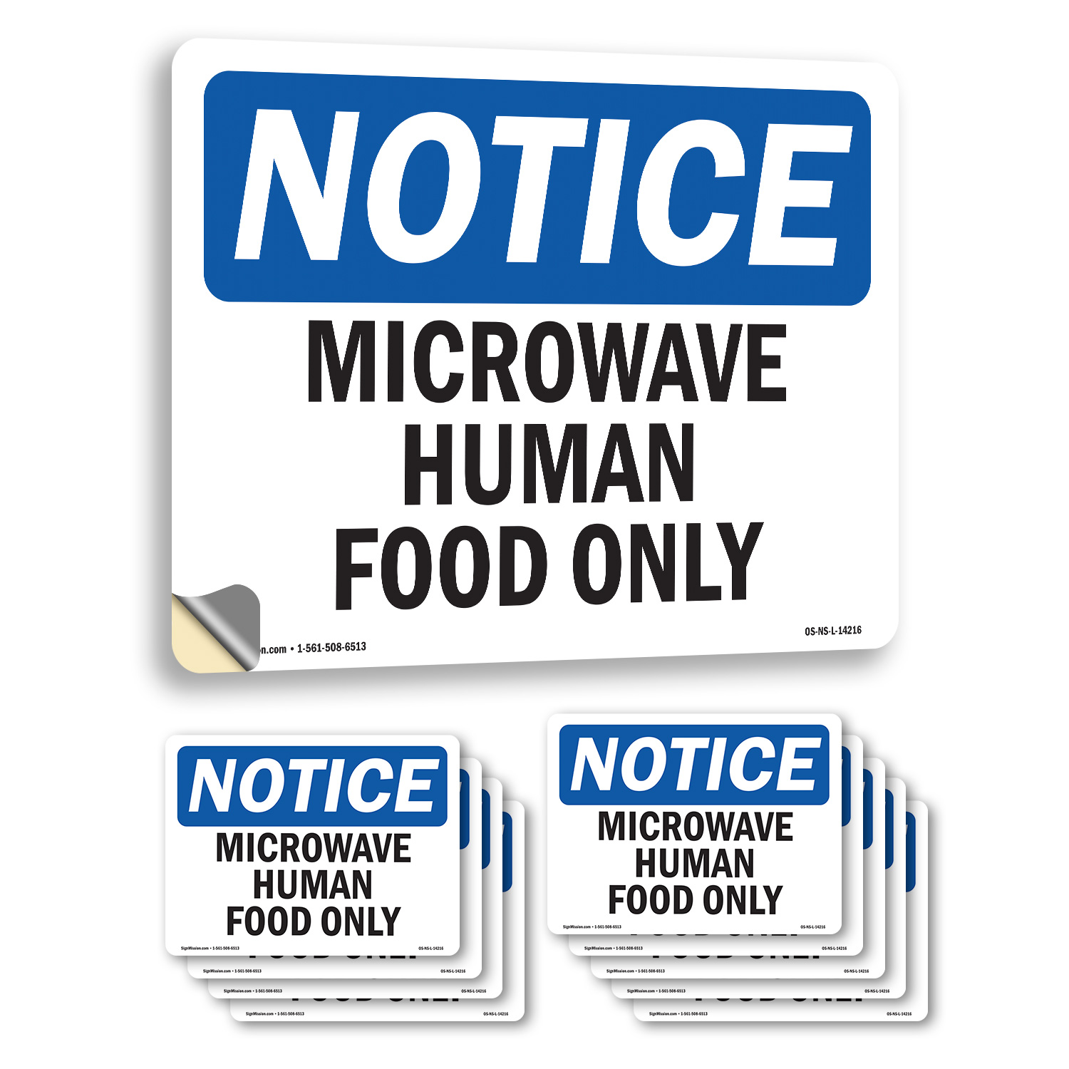 Microwave Human Food Only OSHA Notice Vinyl Decal Label 18 Inch x 12 ...