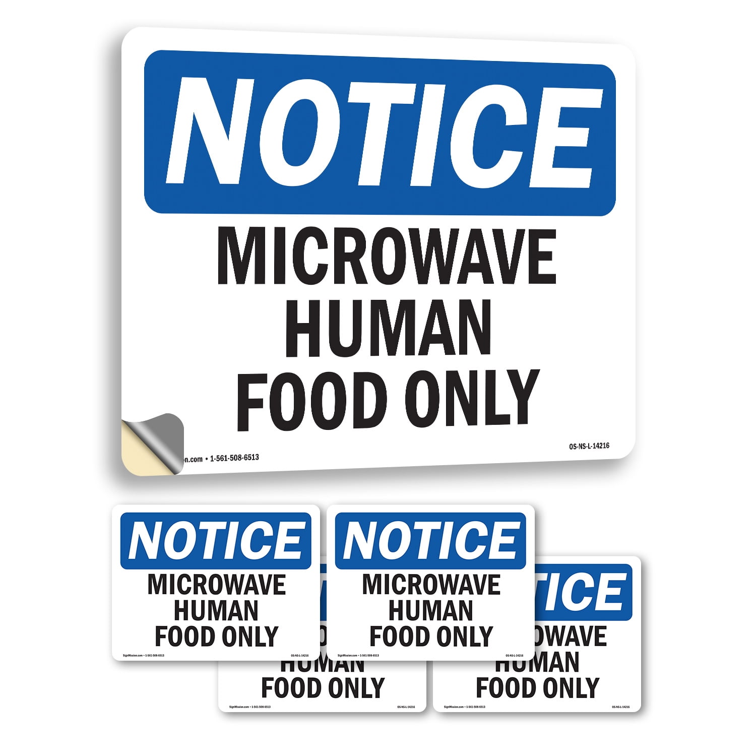 Microwave Human Food Only OSHA Notice Vinyl Decal Label 5 Inch x 3.5 ...
