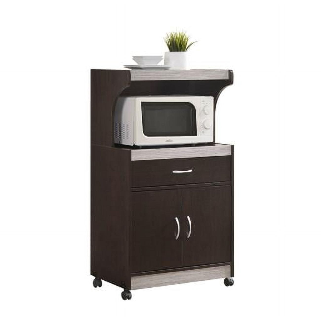 Microwave Kitchen Cart with Rolling Wheels, Mobile Storage Drawer ...
