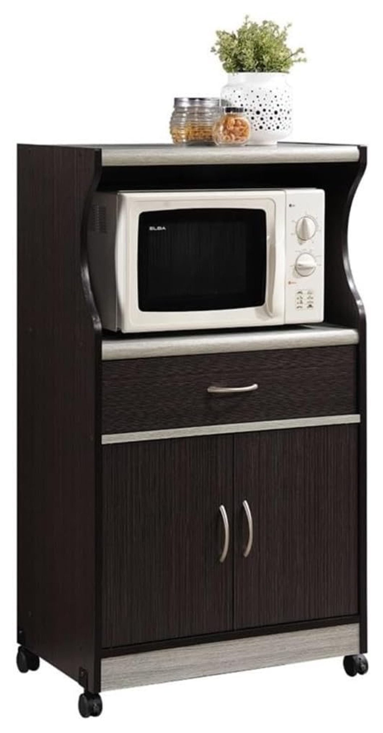 Microwave Kitchen Cart in Chocolate Gray - Walmart.com
