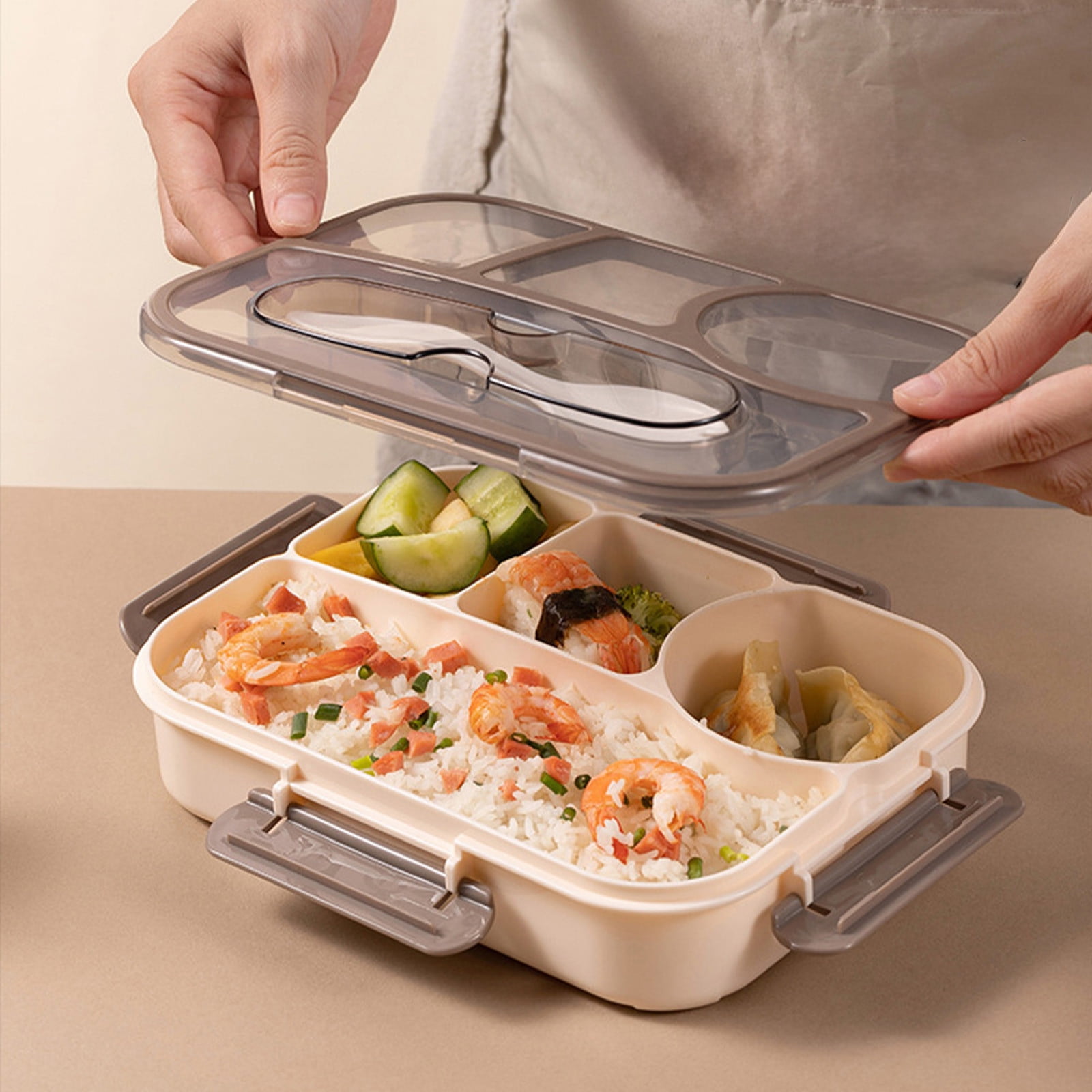 Microwave Lunch Box with Dividers, Leak Proof Food Storage Container ...