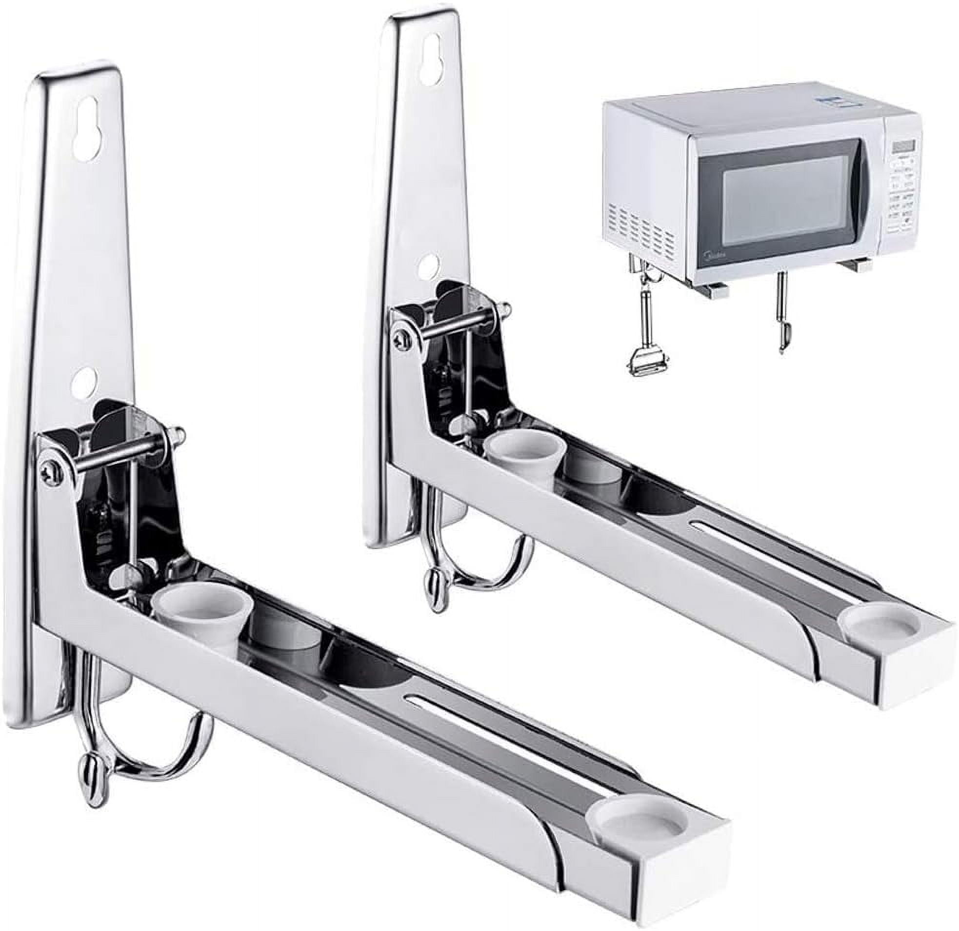 Adjustable Microwave Stand with Hooks, Space Saving Design & Strong ...
