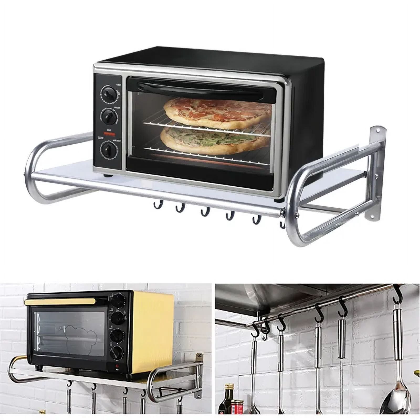Microwave Oven Rack, Durable Stainless Steel Kitchen Organizer, Wall ...