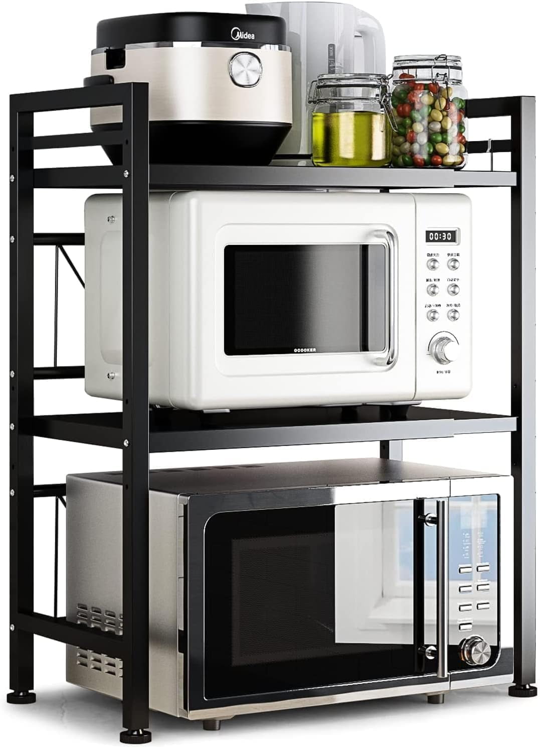 Microwave Oven Rack, Expandable Microwave Stand Countertop Kitchen ...