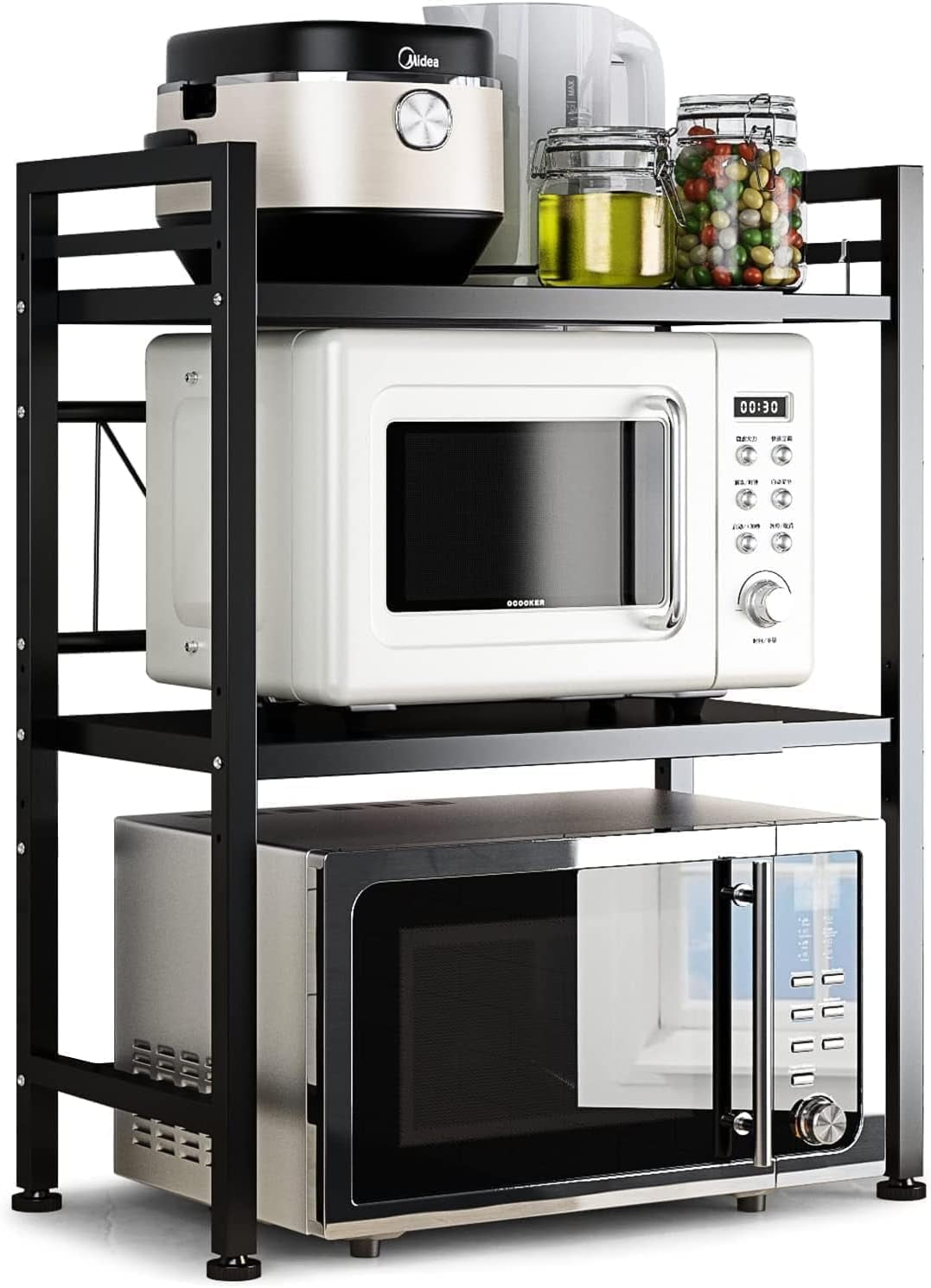 Microwave Oven Rack, Expandable Microwave Stand Countertop Kitchen ...