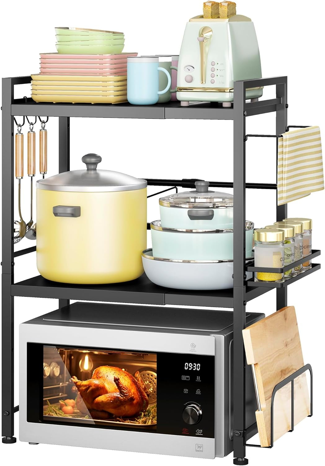 Microwave Oven Rack, Expandable Microwave Stand Countertop Kitchen Utensils Tableware Storage ...