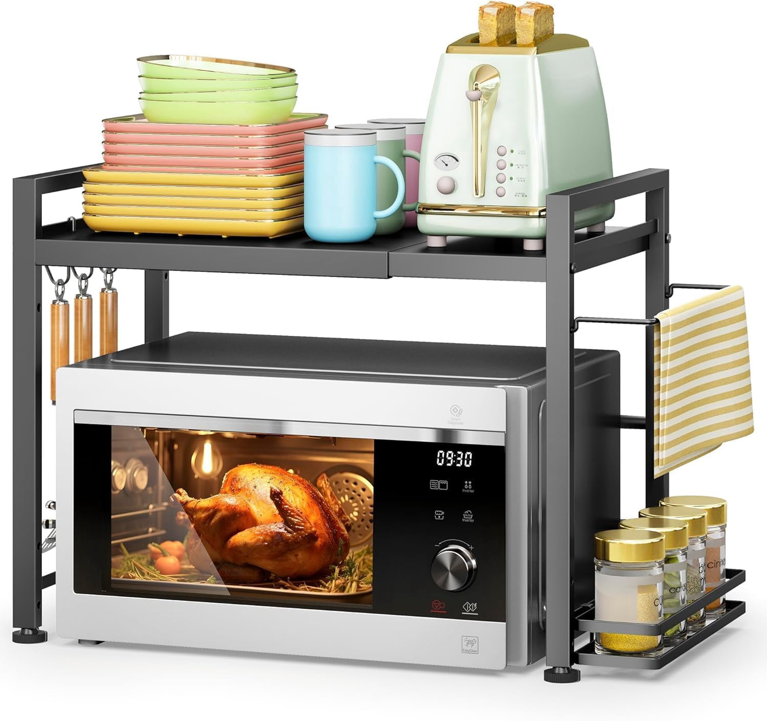 Microwave Oven Rack, Expandable Microwave Stand Countertop Kitchen ...