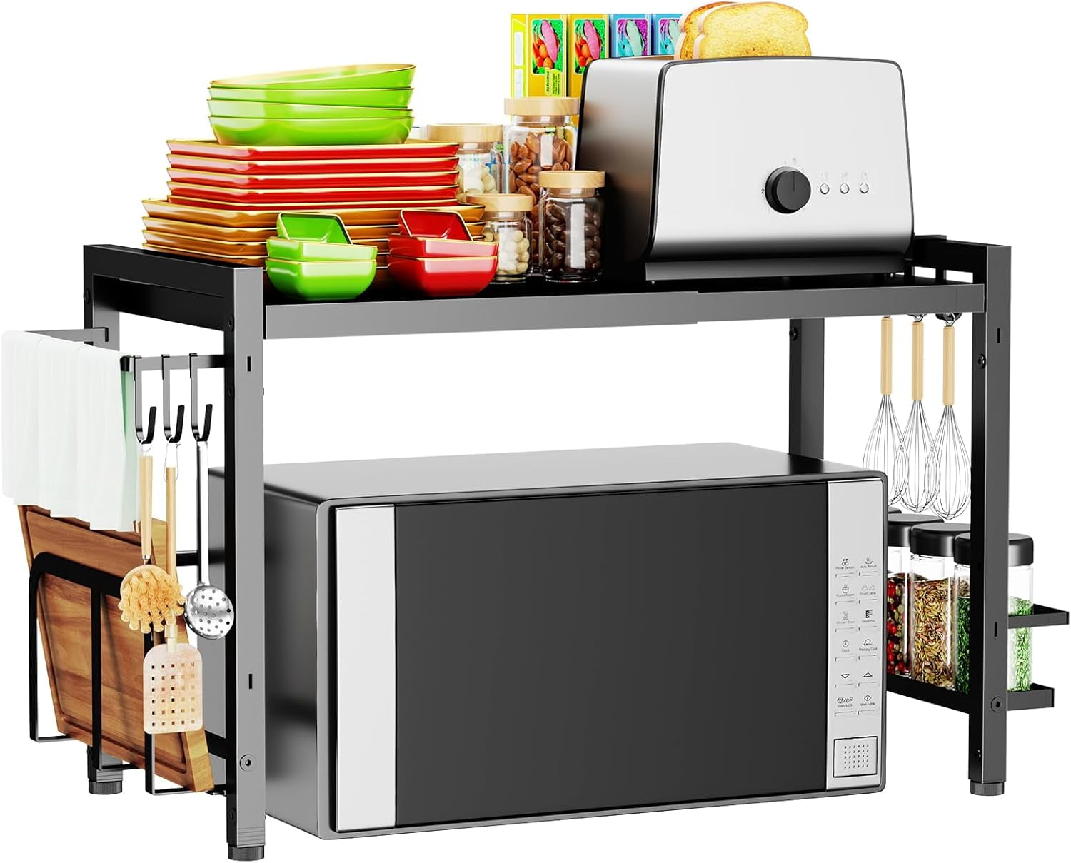 Microwave Oven Rack, Expandable Microwave Stand for Countertop Kitchen ...