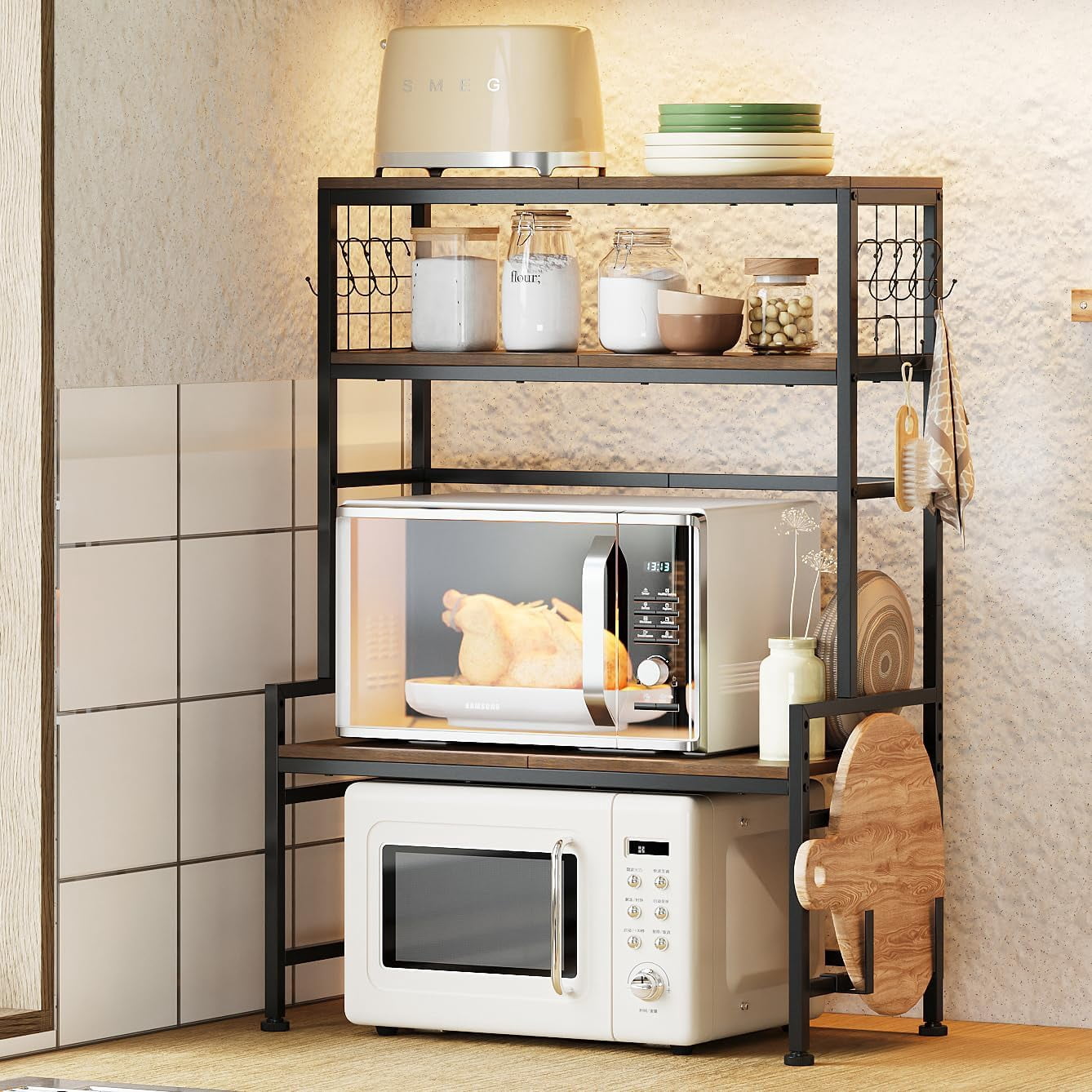 Microwave Oven Rack Kitchen Countertop Organizer Stand Spice Rack with ...