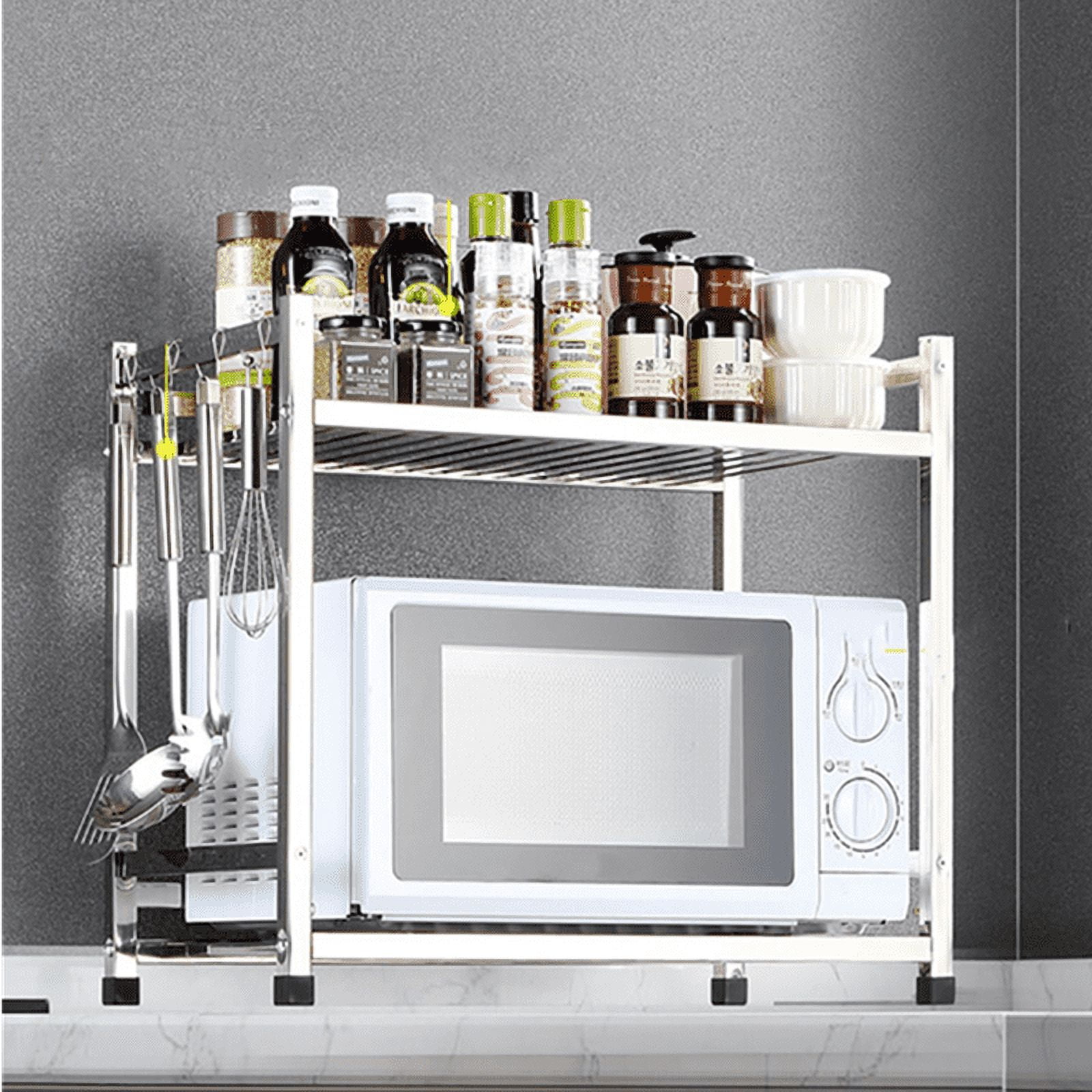 Microwave Oven Rack Organizer Storage Shelf Stainless Steel Microwave ...