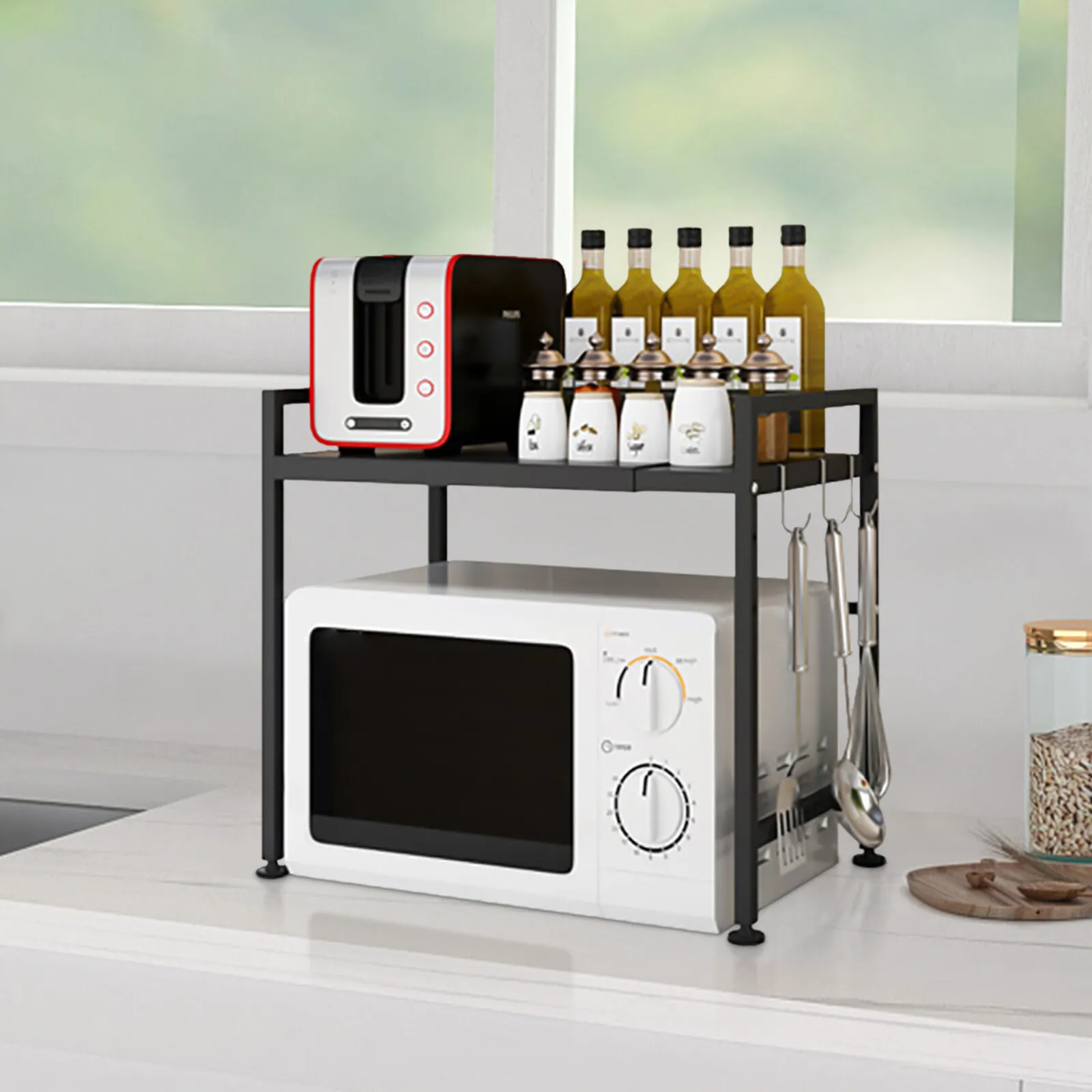 Microwave Oven Rack Shelf Stand 2 Tier Kitchen Countertop Storage W ...