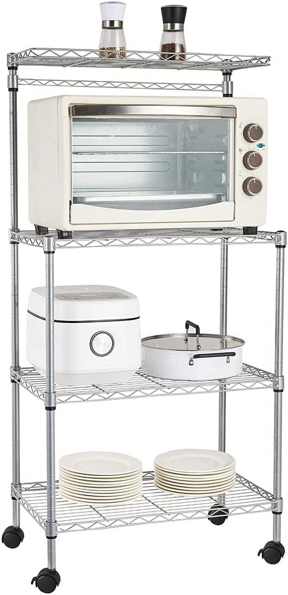 Microwave Oven Stand Kitchen Storage Shelf, Rolling Cart Rolling ...