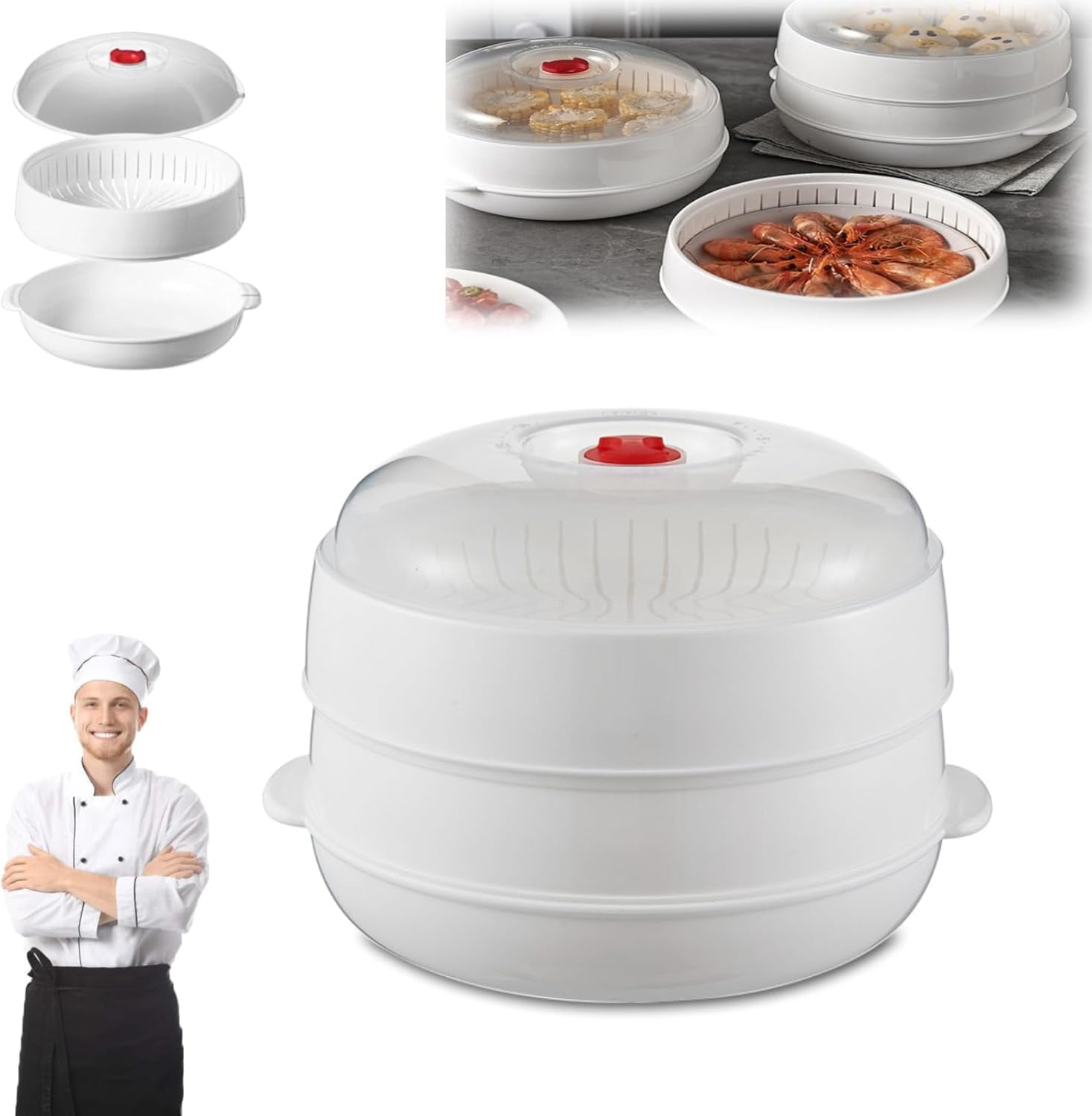 Microwave Oven Steamer, Round & Square Microwave Oven Steamer with transparent lid, Large ...