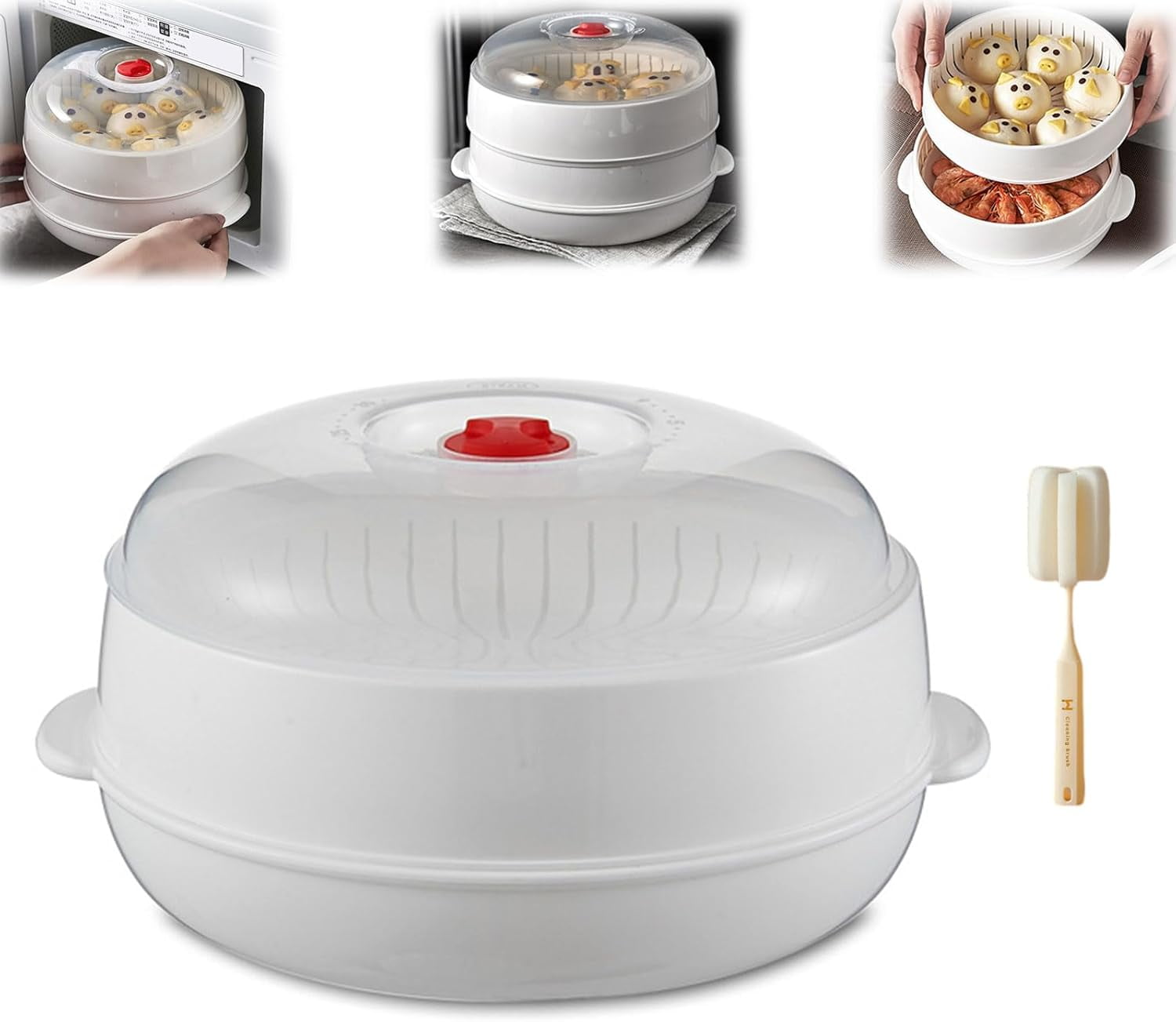Microwave Oven Steamer, Single/Double Layer Microwave Oven Steamer With ...