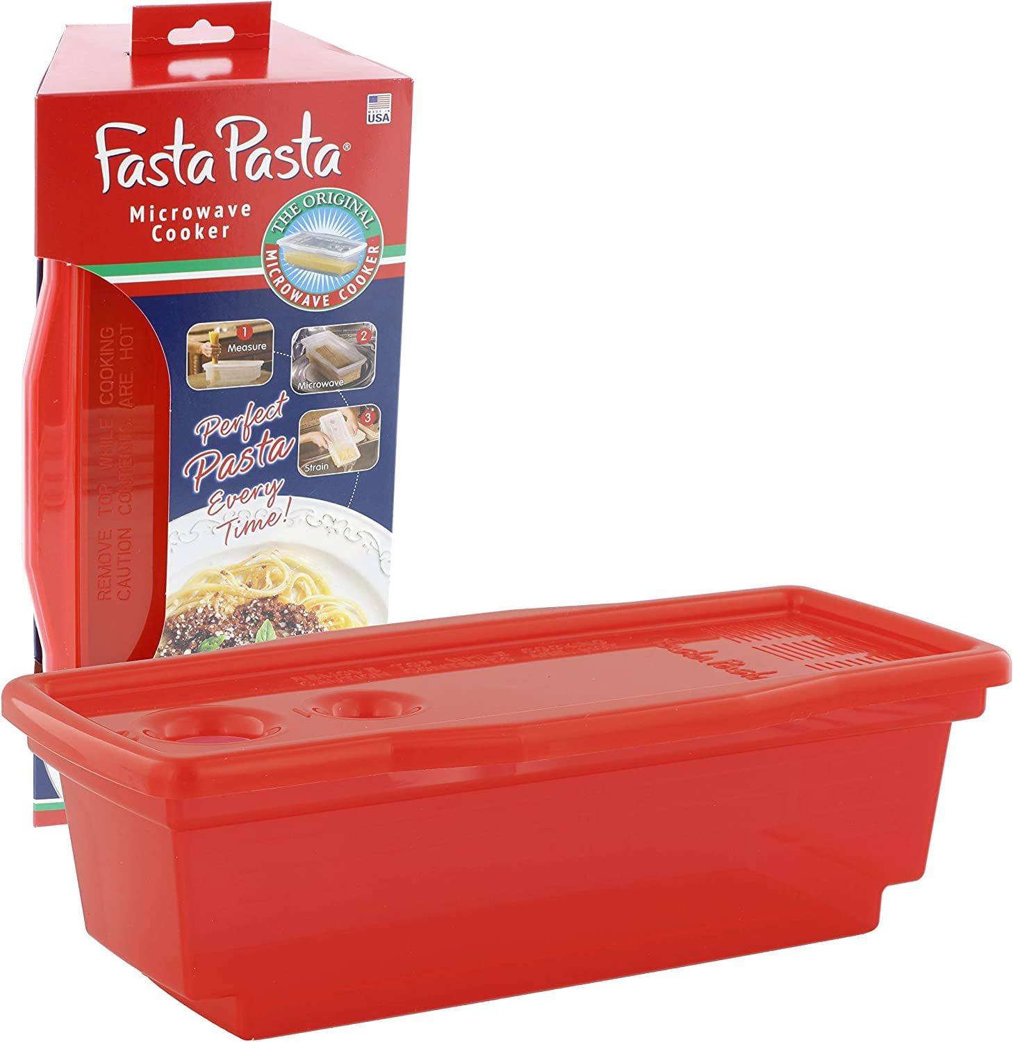 Fasta Pasta Microwave Pasta Cooker, Red, Perfect Al Dente, Dishwasher ...