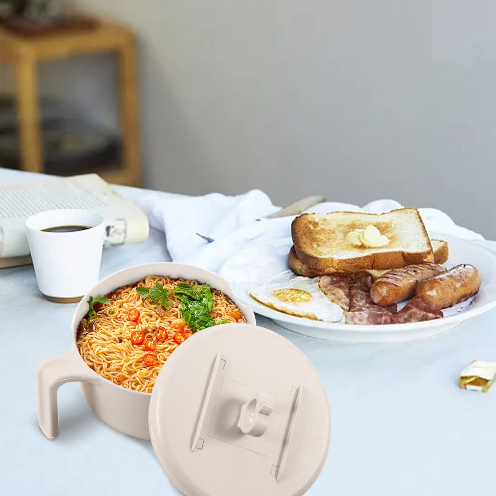 Microwave Bowl With Lid Indoor Tableware For Ramen And Pasta Reusable ...