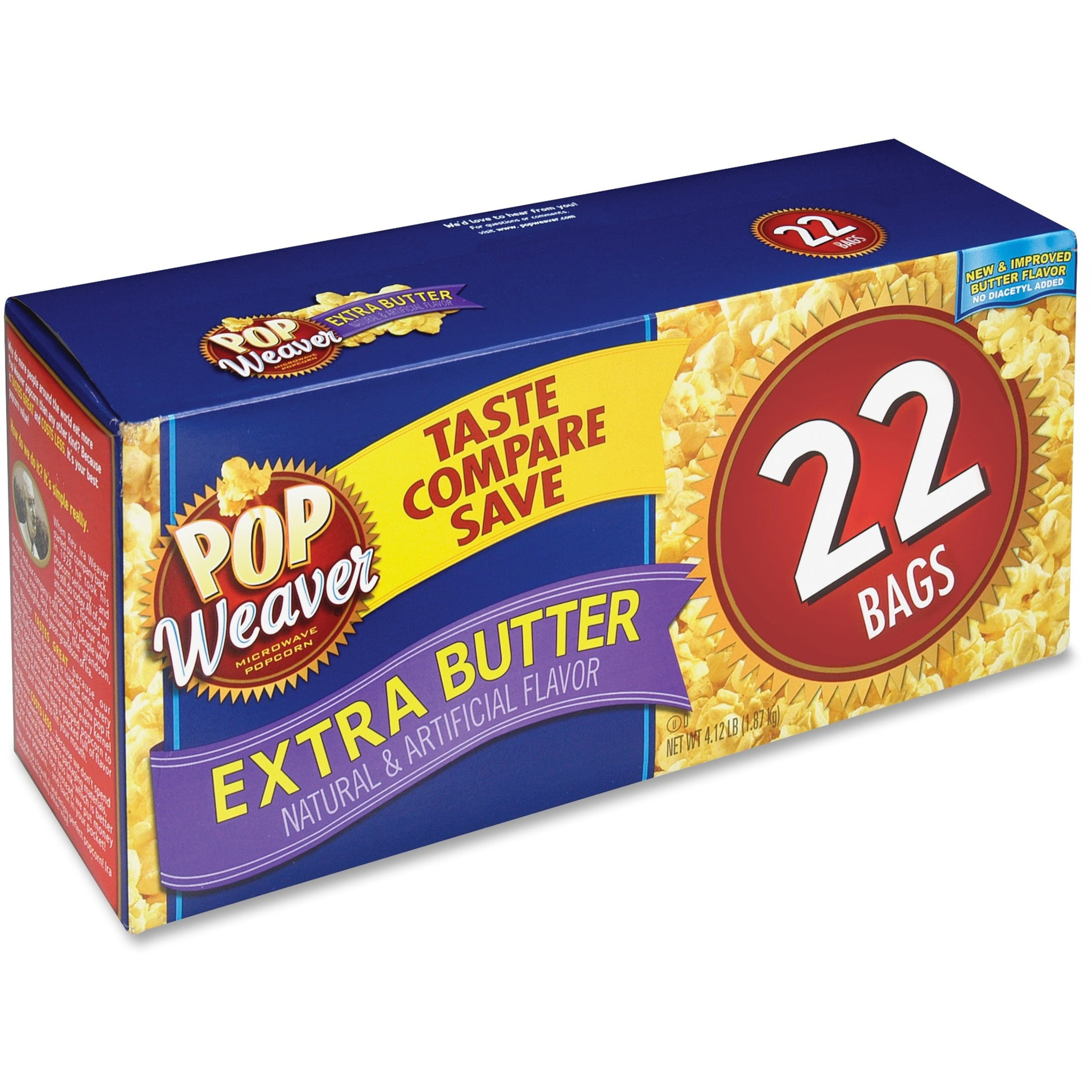 Microwave Popcorn, Extra Butter, 2.5 Oz Bag, 22/box | Bundle of 5 Boxes ...