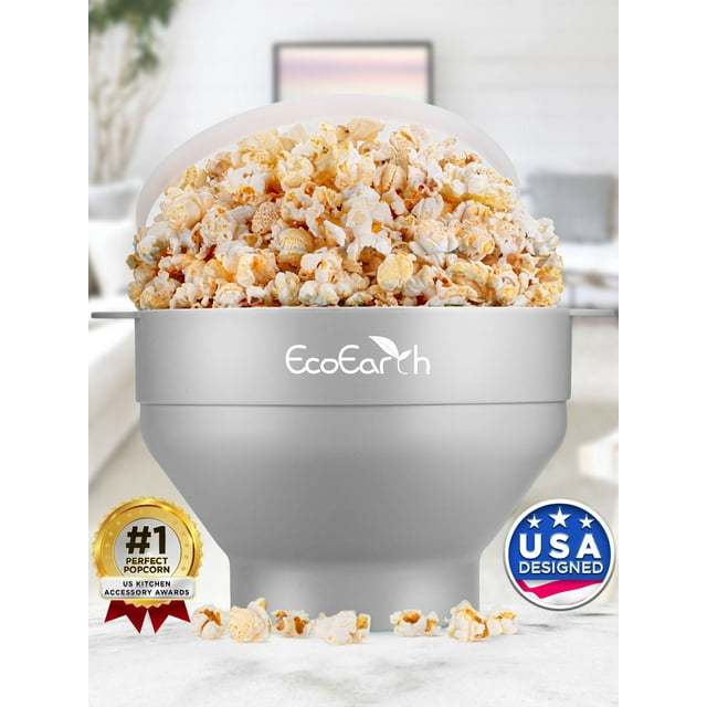 Microwave Popcorn Popper (Earl Gray), Collapsible Bowl, Silicone ...