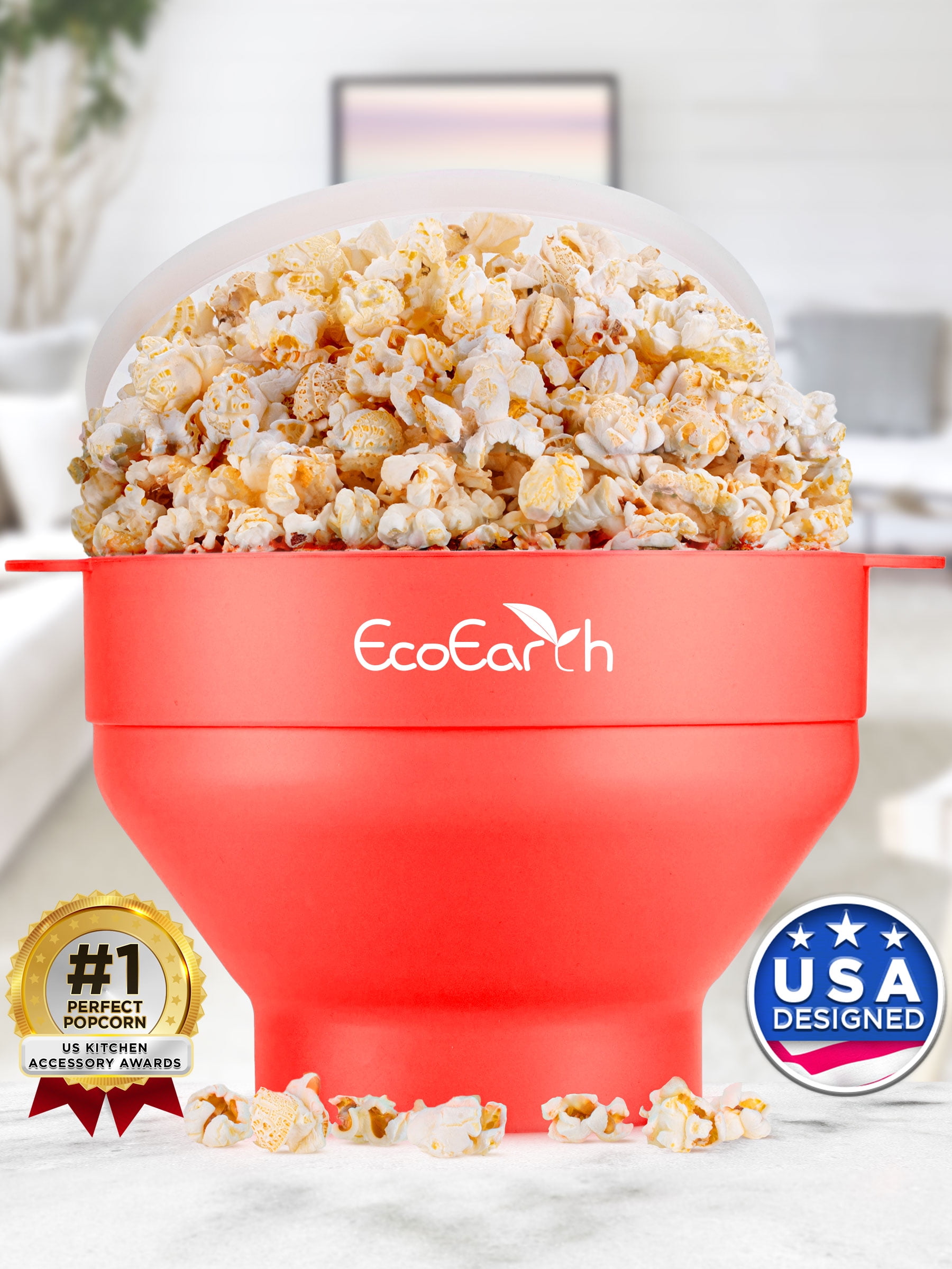 EcoEarth Microwave Popcorn Popper, Red Pepper Collapsible Bowl ...