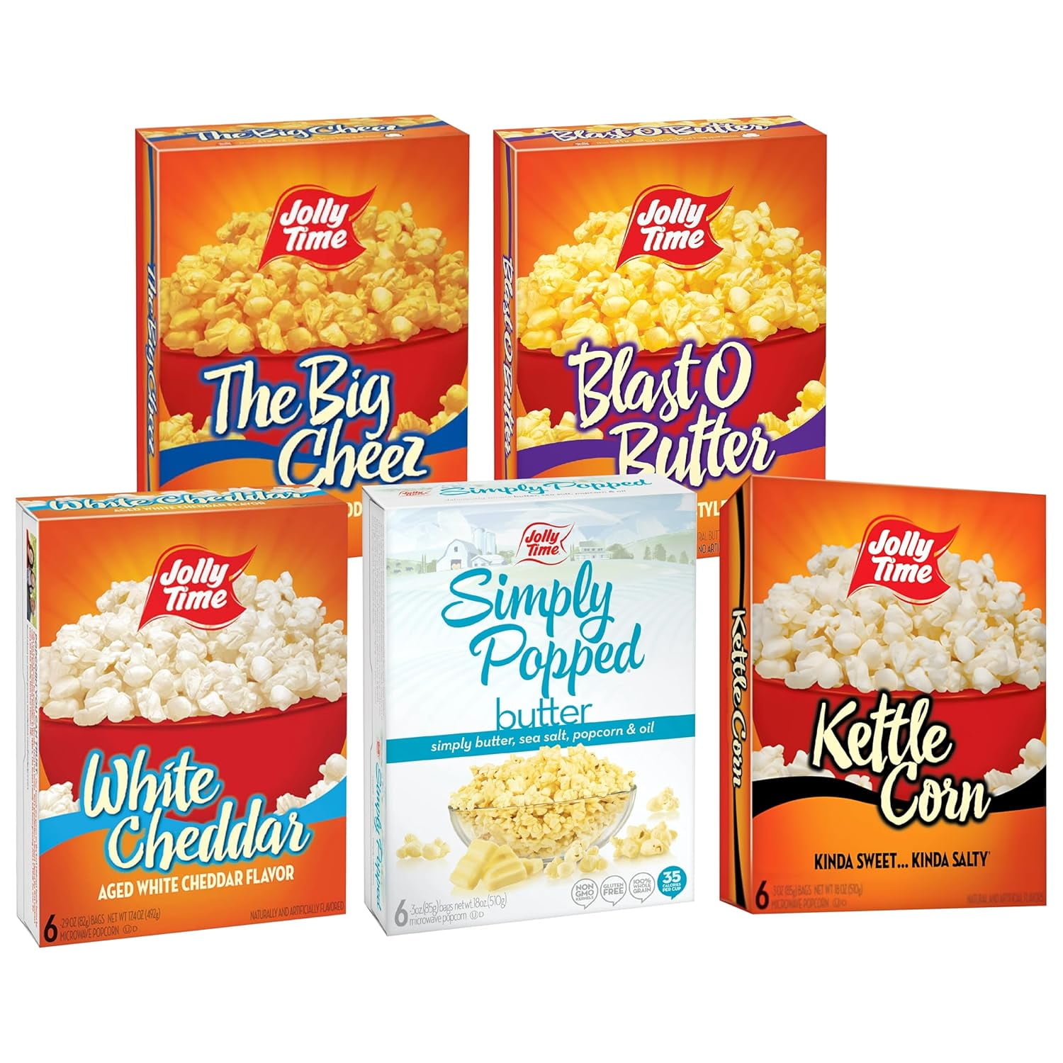 Microwave Popcorn Variety Pack, 6 Sharing Size Bags Per Carton, (1 ...
