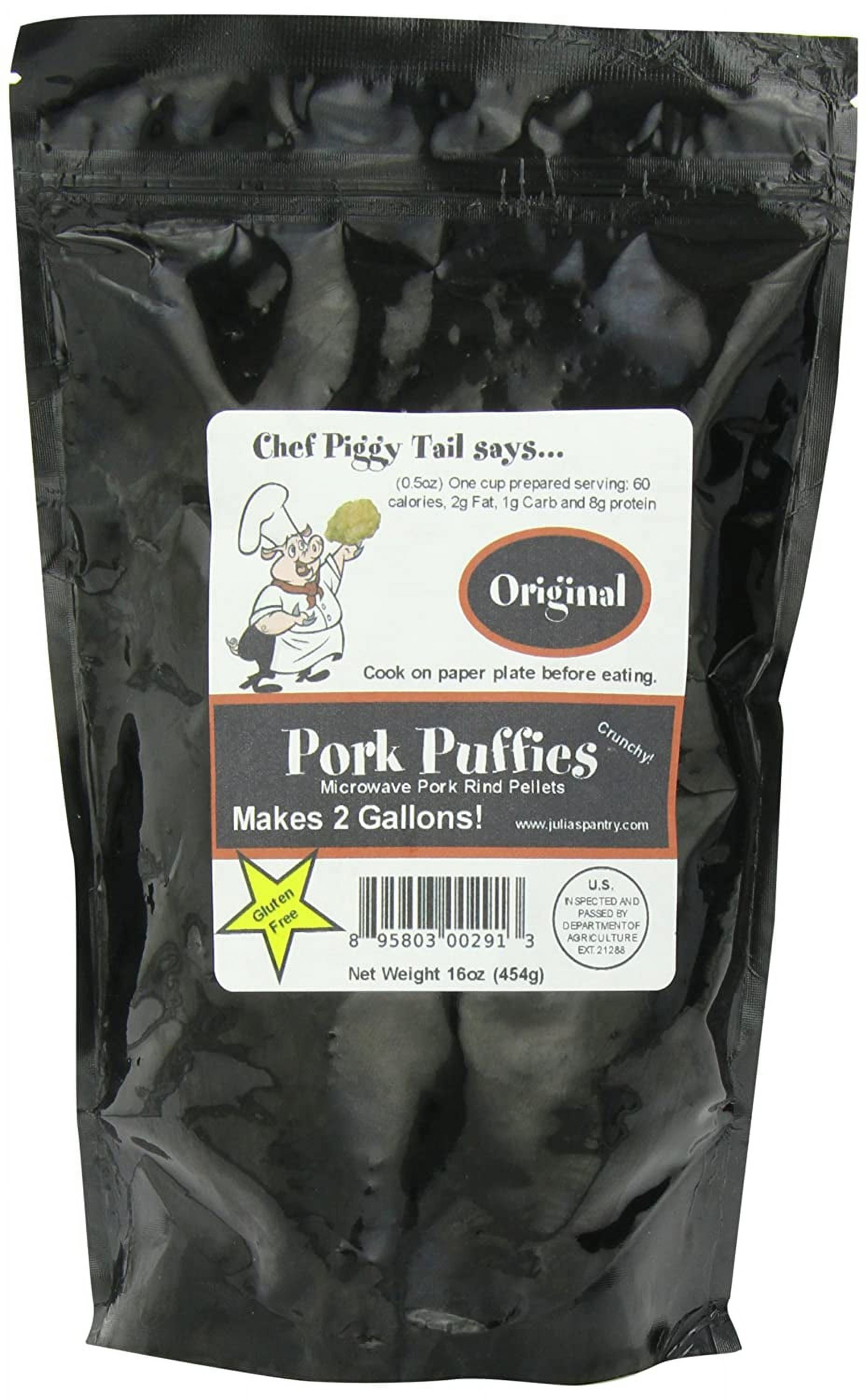 Microwave Pork Puffies Pork Rinds, Original, Gluten Free,16 Ounce ...