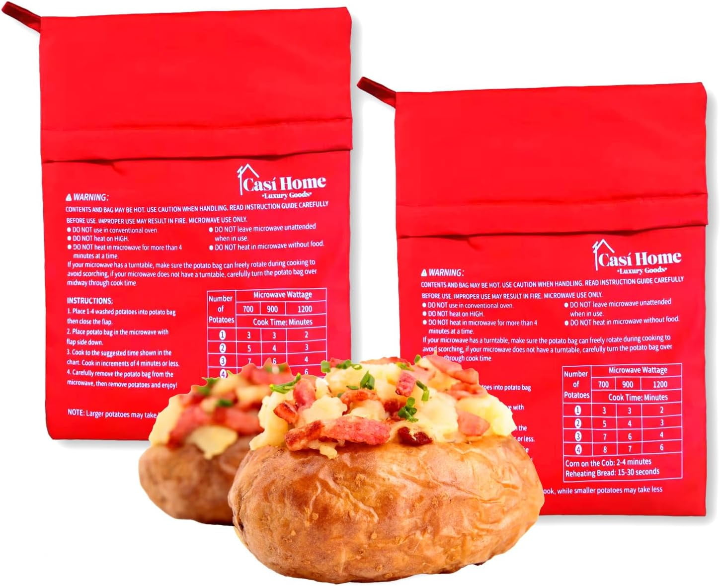 Microwave Potato Bag, Baked Potato Microwave Bag, 2 Pack Reusable ...