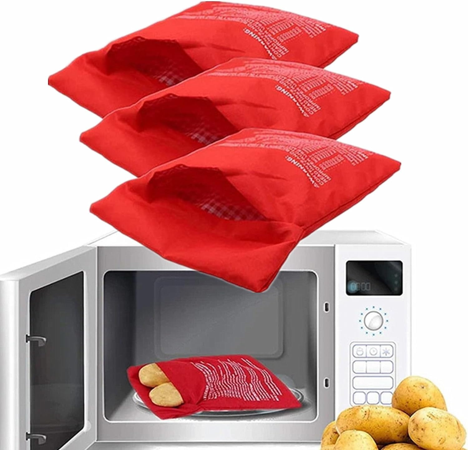 Microwave Potato Bags, 4 Pack Reusable Microwave Cooker Bag, Baked ...