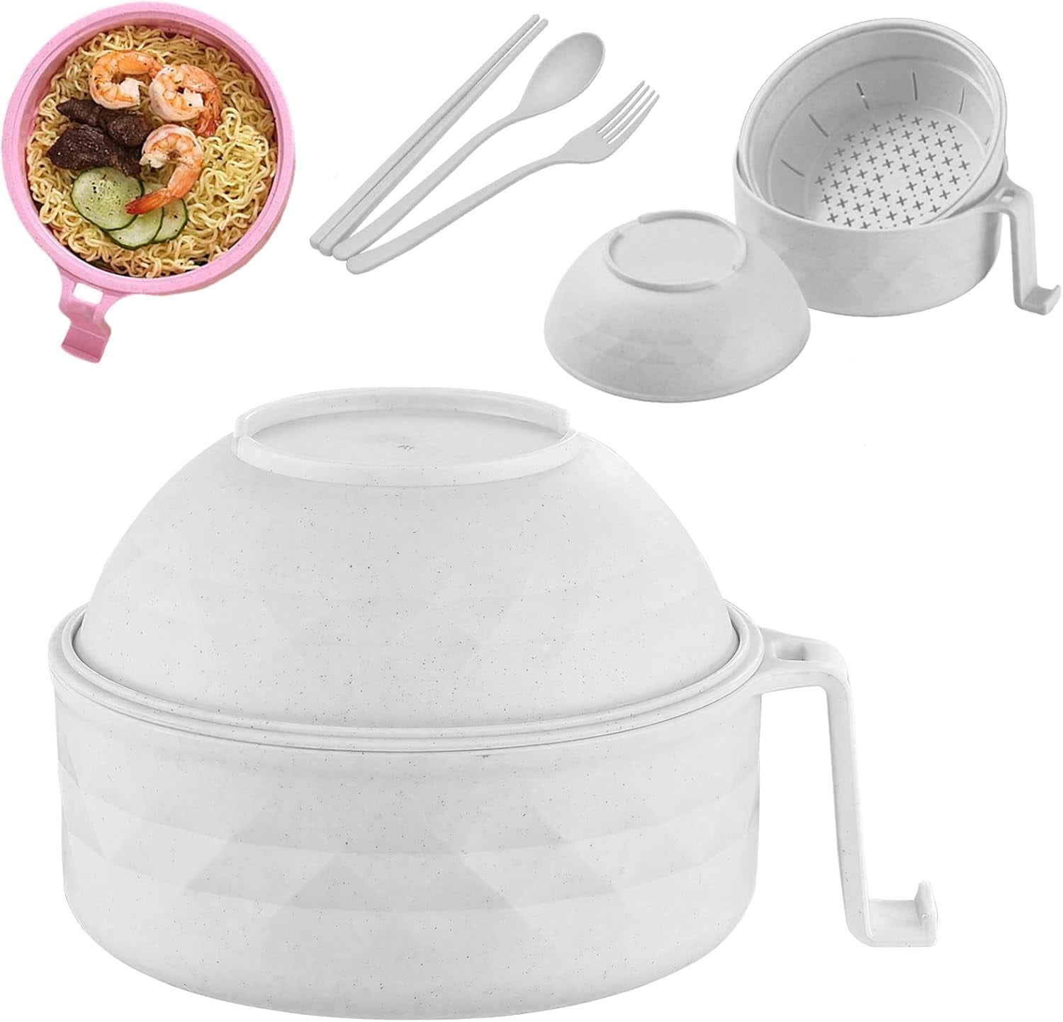 Microwave Ramen Bowl with Lid, 2026 New Ramen Noodles Bowl Set with ...