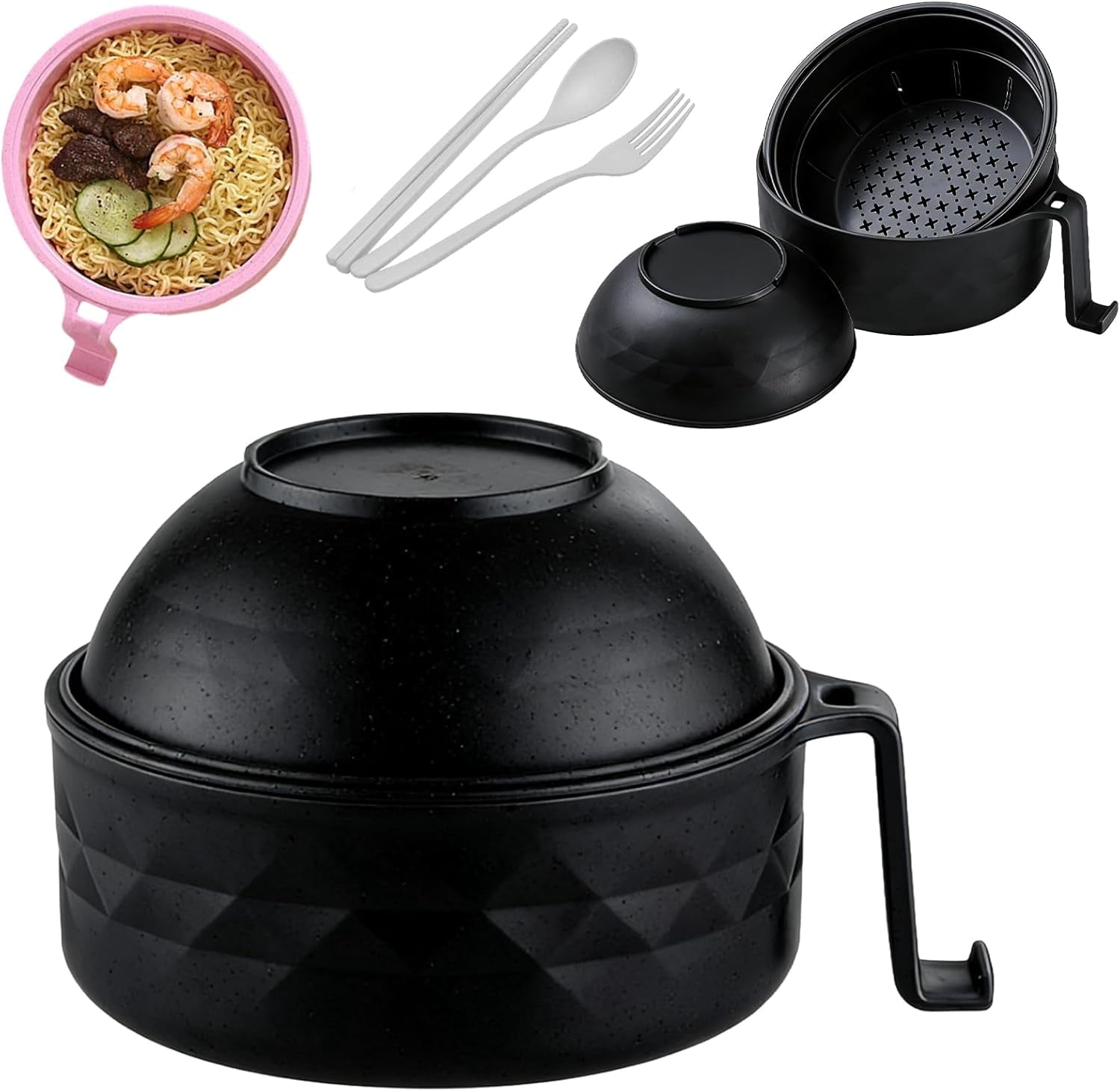Microwave Ramen Bowl with Lid, 2026 New Ramen Noodles Bowl Set with ...