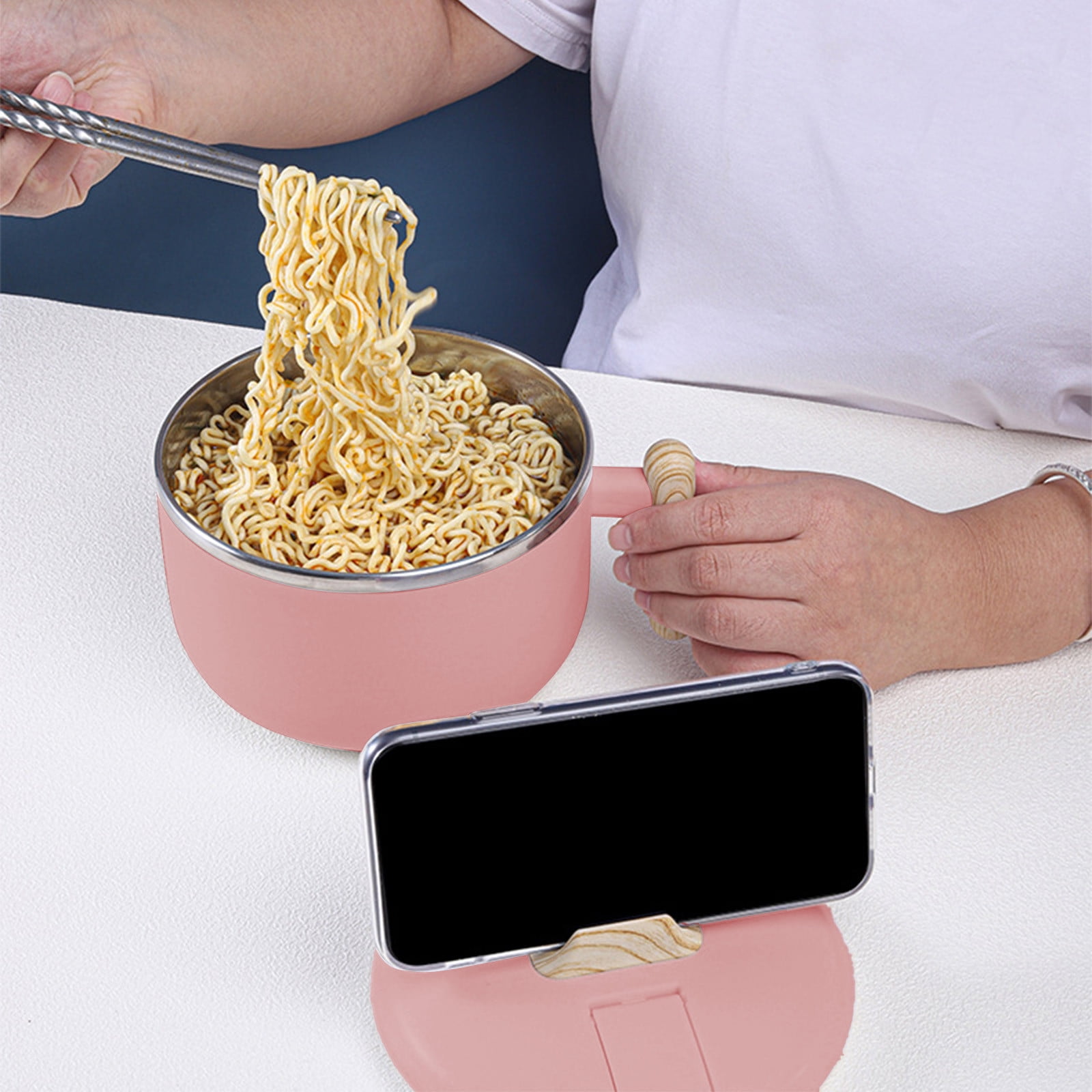 Microwave Ramen Bowl with Lid, 304 Stainless Steel Liner Reusable Lunch ...