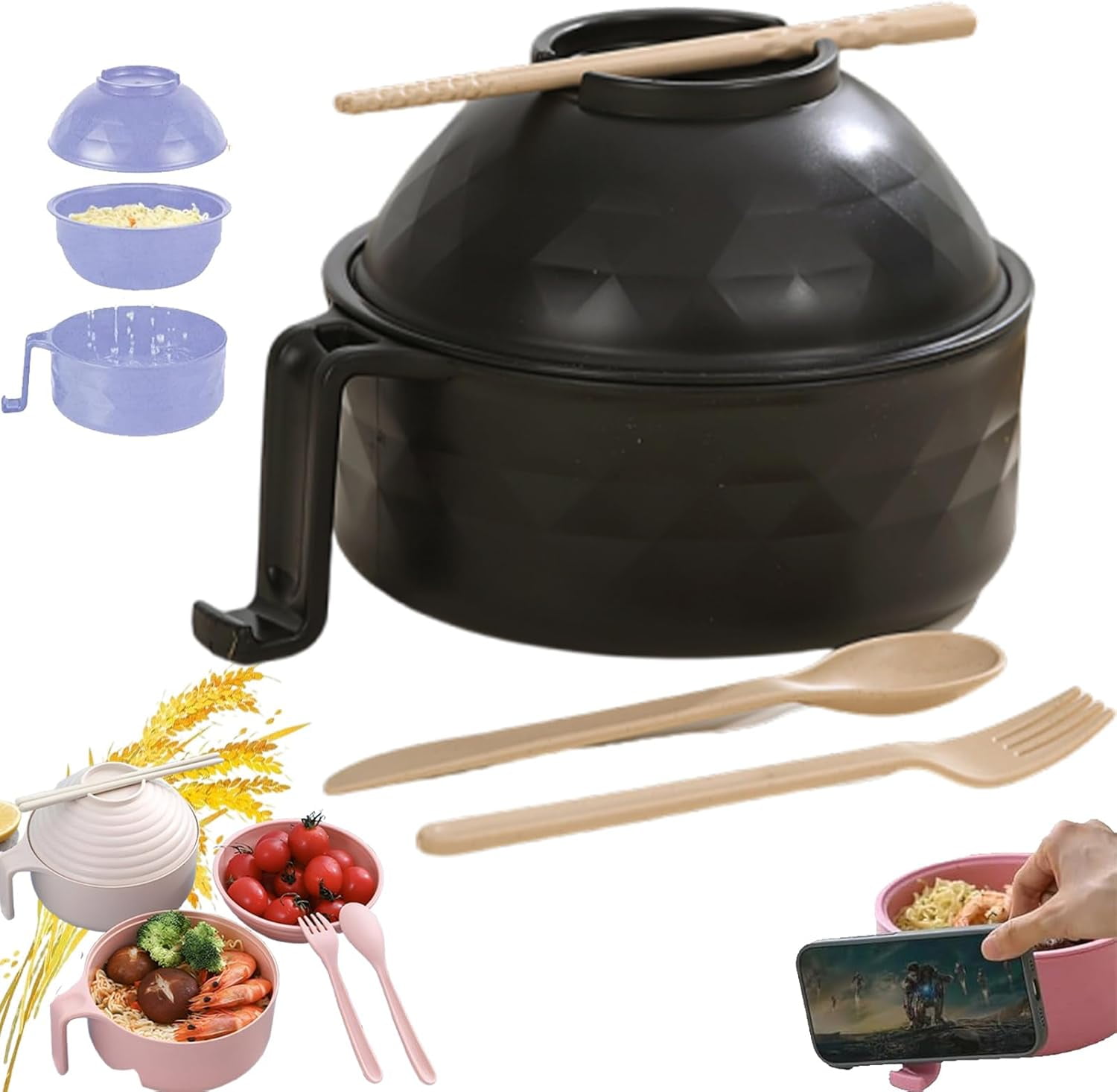 Microwave Ramen Bowl, Microwave Noodle Bowl with Lid, Ramen Noodle ...