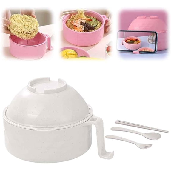 Microwave Ramen Bowl Set with Chopsticks Spoon and Fork, Spaghetti ...
