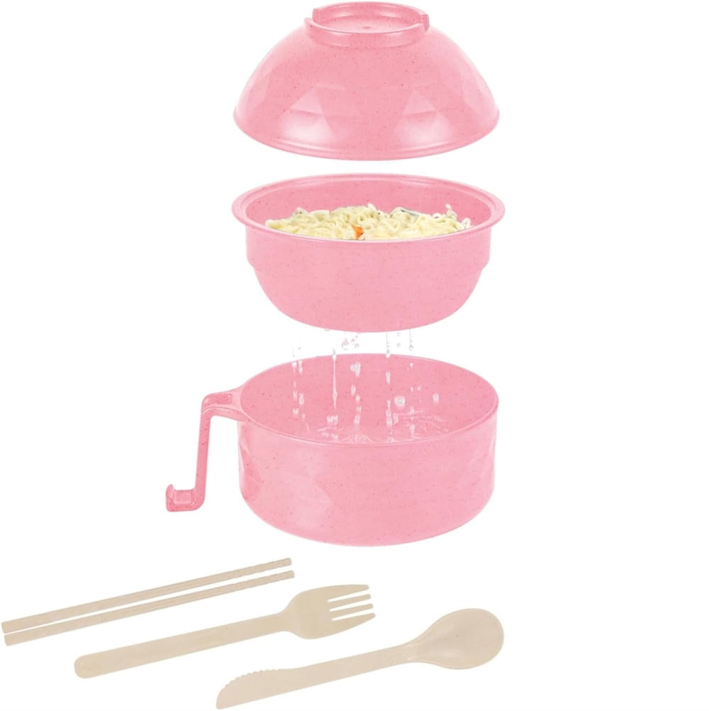 Microwave Ramen Bowl Set with Lid Spoon Chopsticks Fork, NOGIS Portable ...