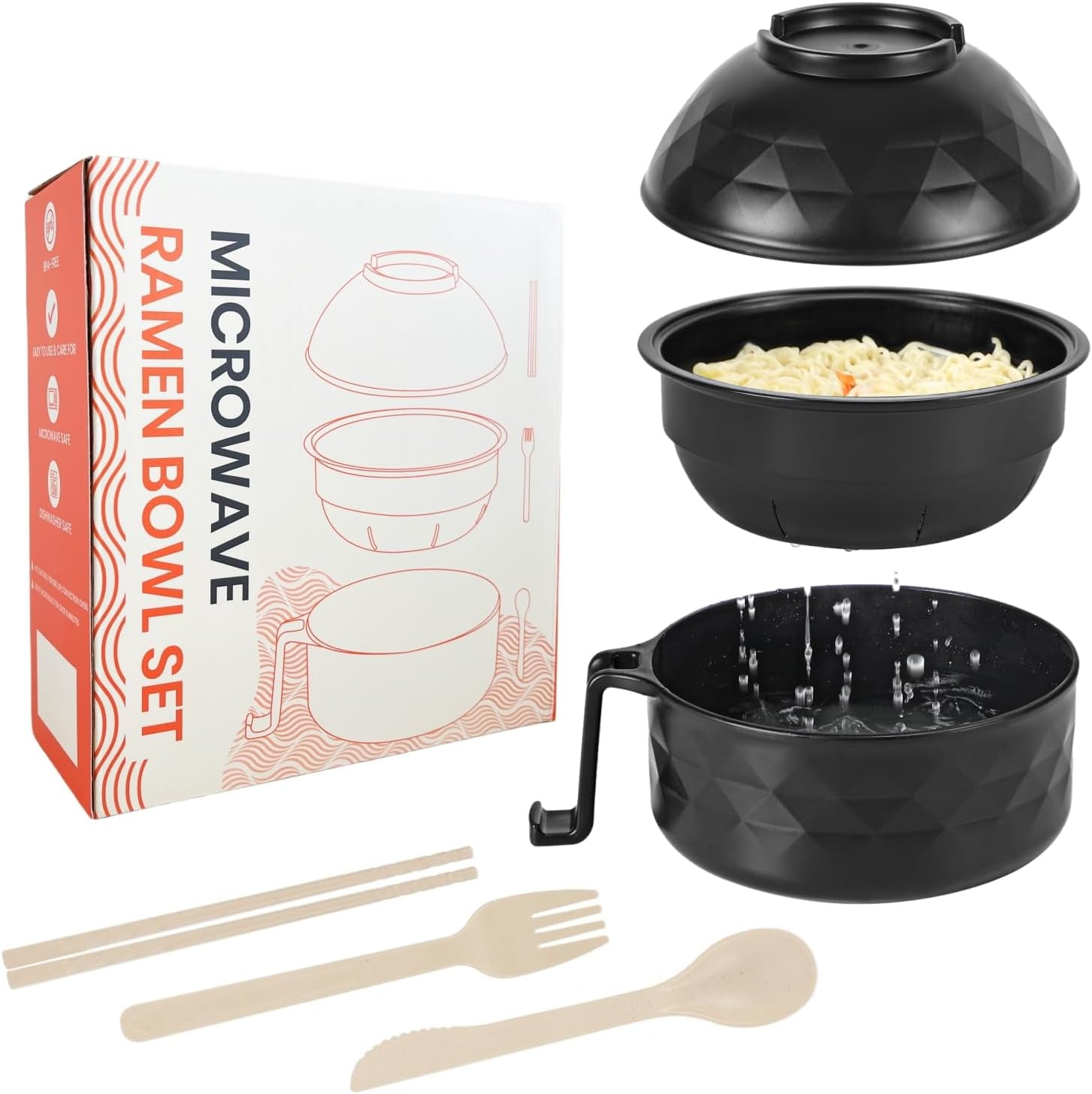 Microwave Ramen Cooker,Ramen Bowl Set,Microwave Noodle Bowl With ...