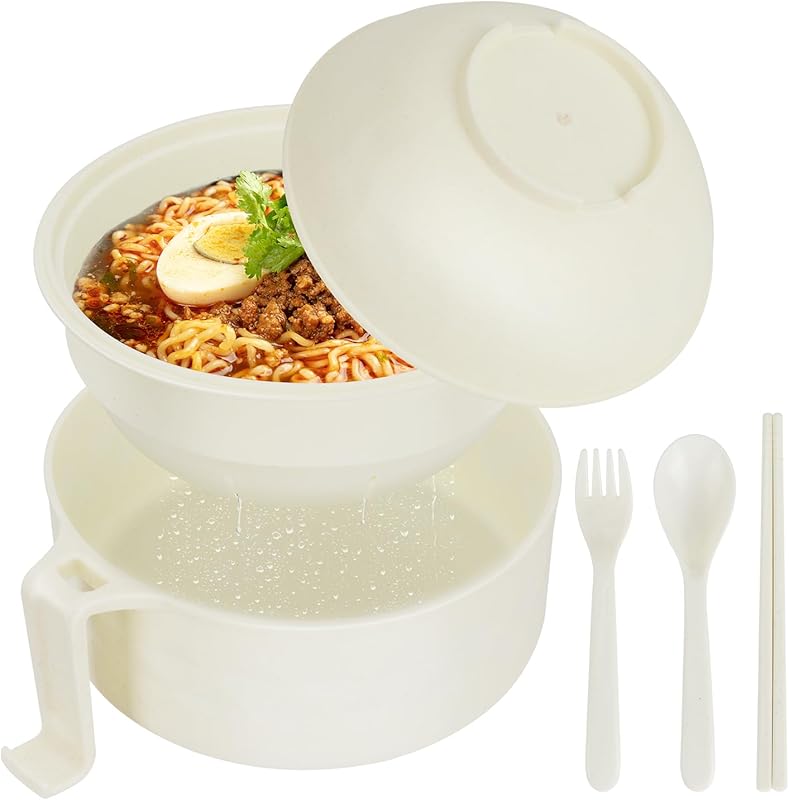 Microwave Ramen Noodle Bowl Set with Chopsticks, Spoon, Fork – 32 oz ...