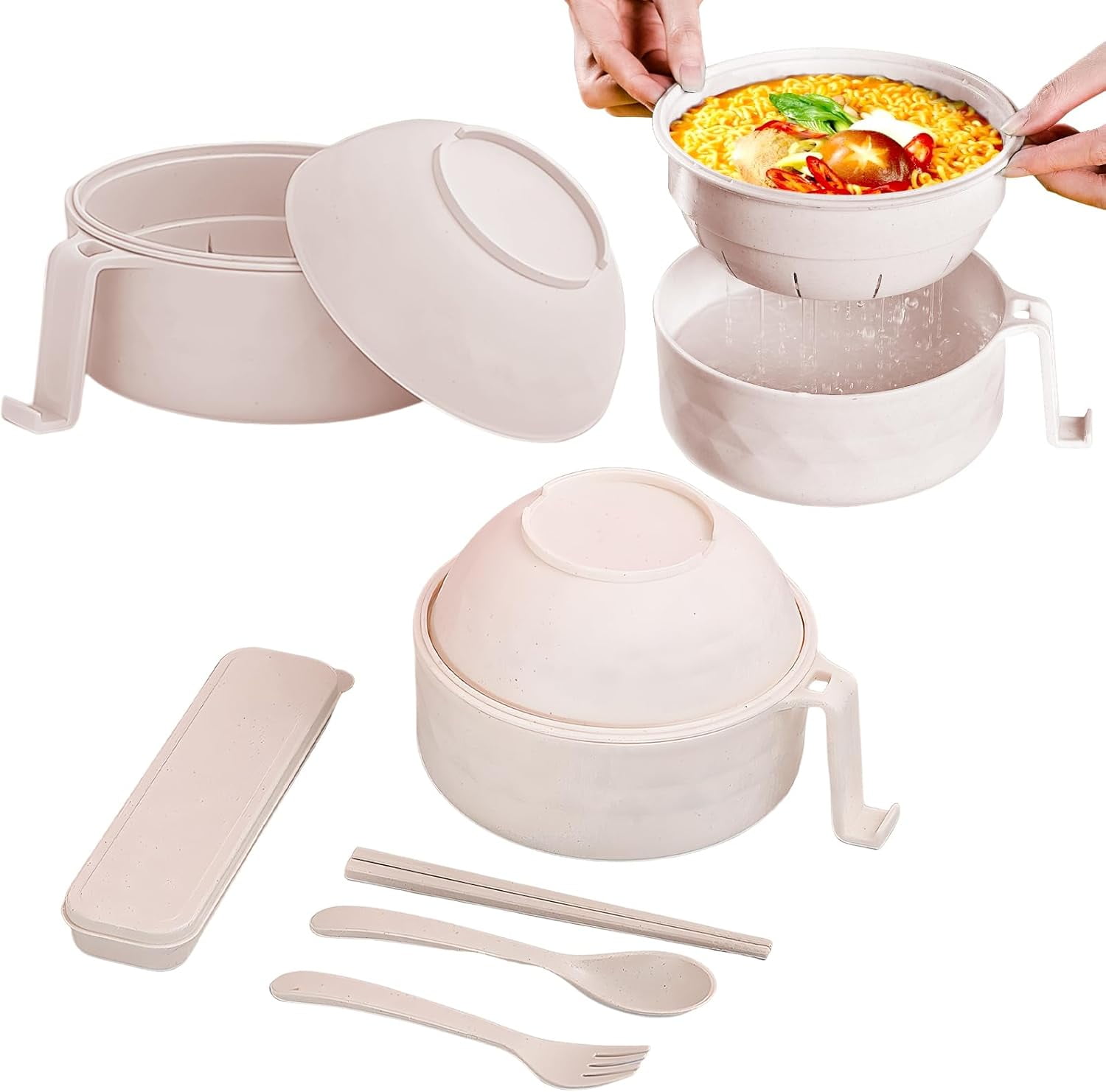 Microwave Ramen Noodle Cooker Bowl with Lid - 3-in-1 Instant Soup ...