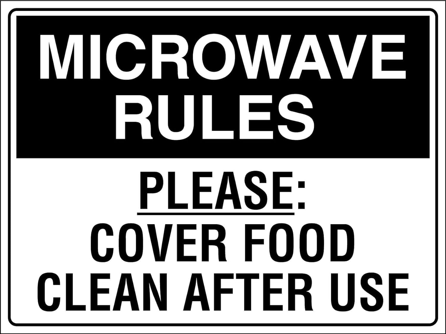 Microwave Rules Please Cover Food Clean After Use Sign Metal Tin Sign ...