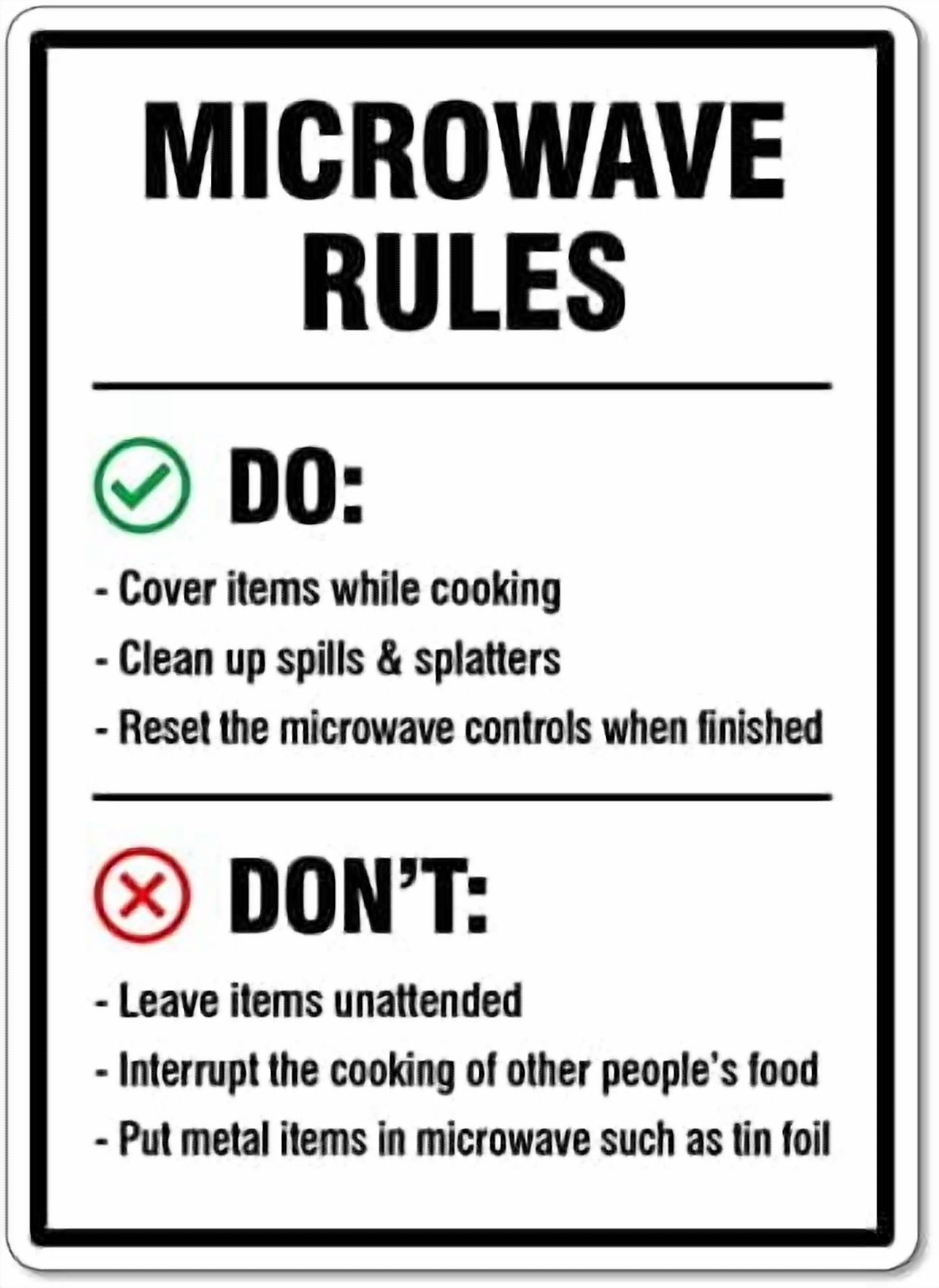 Microwave Rules Sign Hygiene Signs Kitchen Signs Metal Safety Sign ...