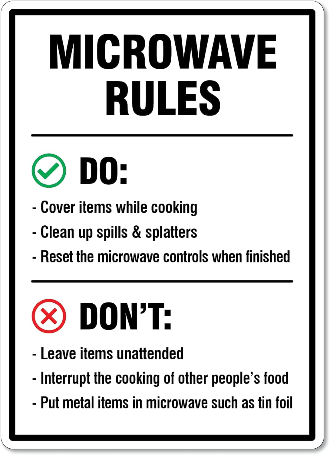 Microwave Rules Sign Hygiene Signs Kitchen Signs Metal Tin Sign 8x12 ...