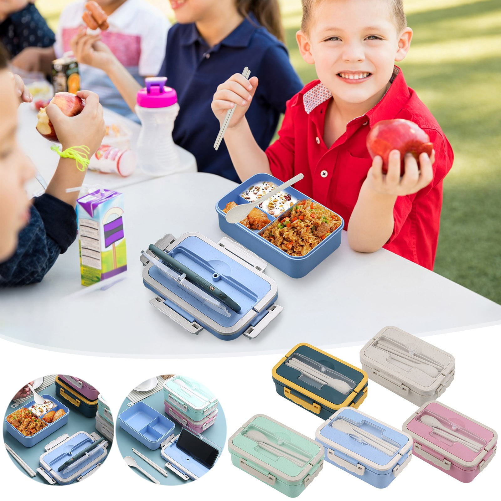 Microwave Safe Bento Box, Divided Lunch Container, 2 Tier Design ...