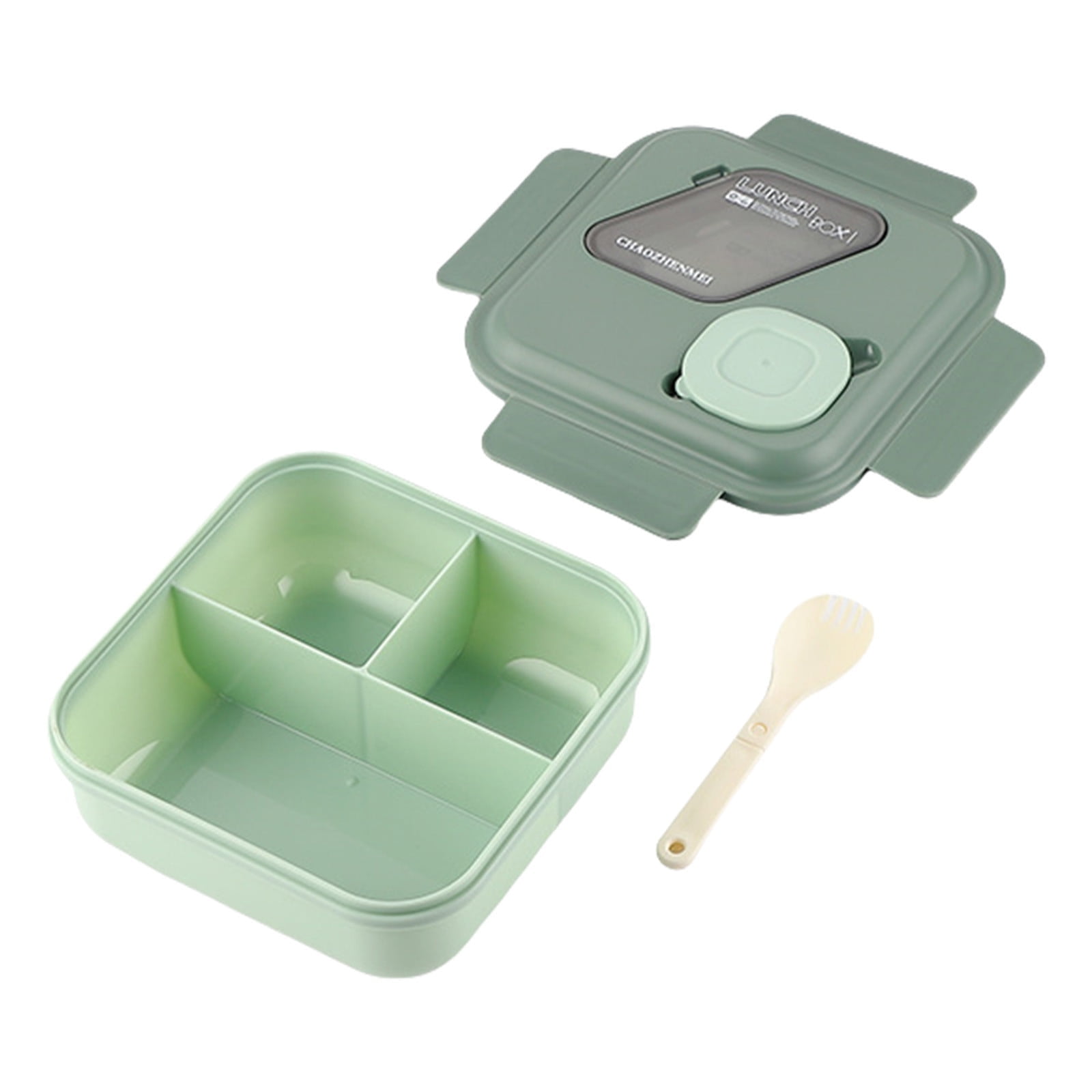 Microwave Safe Bento Lunch Box 6.89x6.89in with 3 Compartments & Sauce ...