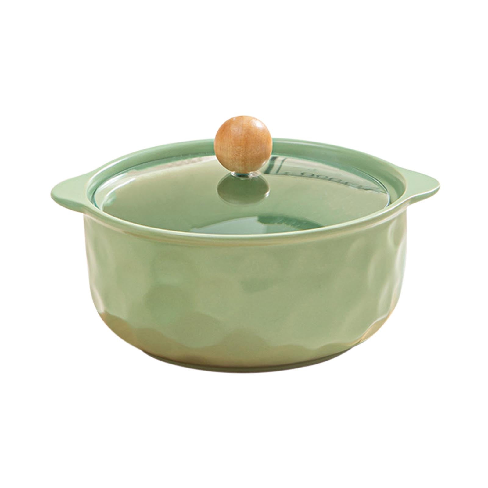 Microwave-Safe Ceramic Bowl with Lid - Double Handle Dishwasher-Proof ...